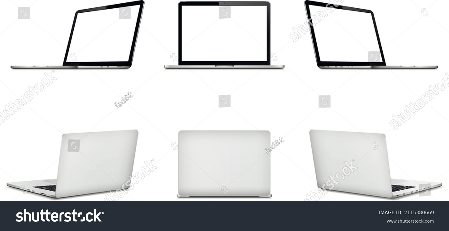 Laptop Vector Set Front Back Side Stock Vector (Royalty Free) 2115380669