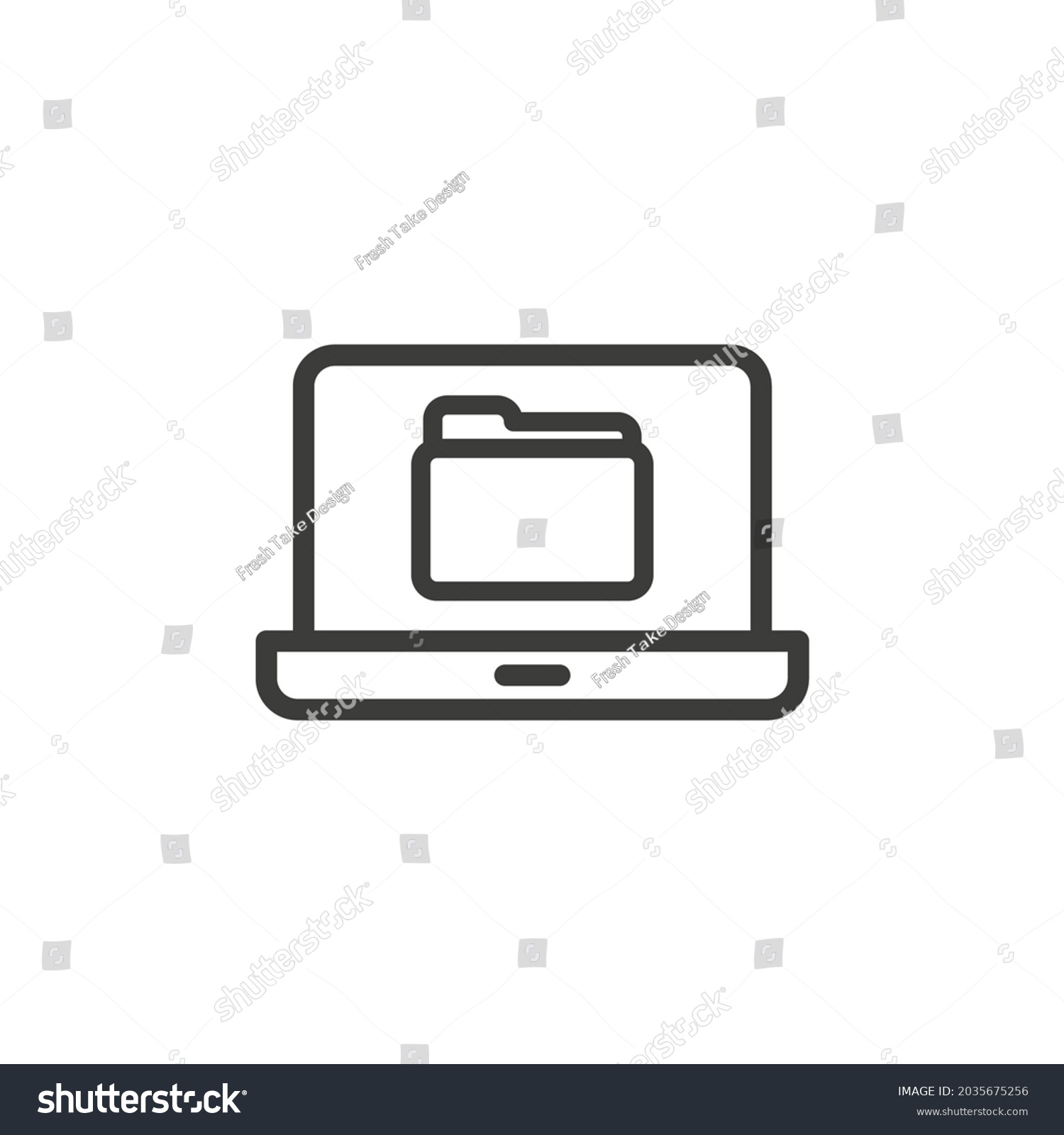 Laptop Folder Icon On White Background Stock Vector (Royalty Free ...
