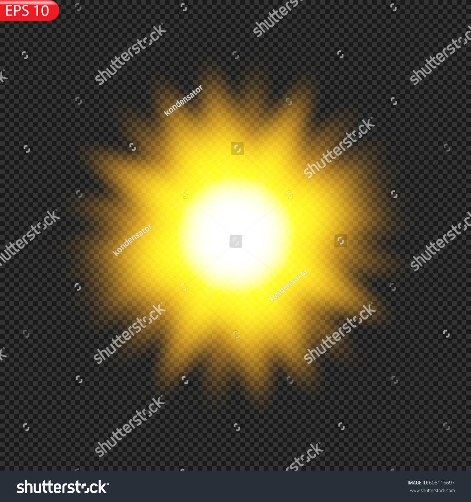 Large Bright Sun Yellow Star Stock Vector (Royalty Free) 608116697