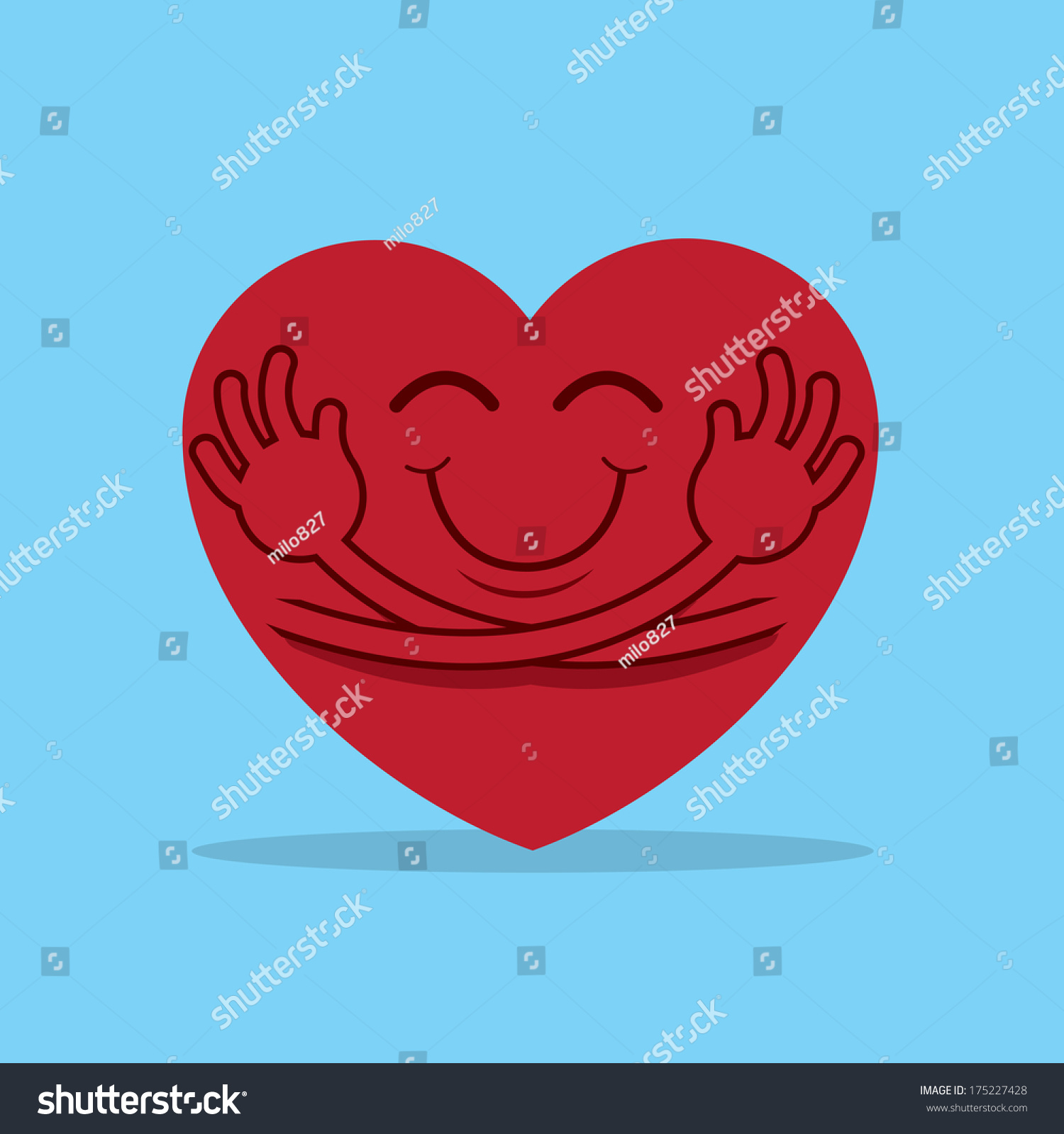 Large Cartoon Heart Hugging Itself Stock Vector (Royalty Free) 175227428