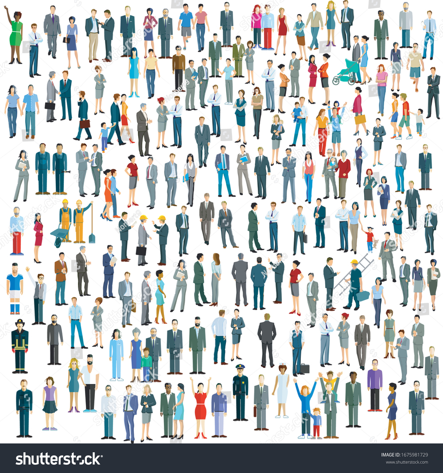 Large Crowd On White Background Vector Stock Vector (Royalty Free ...