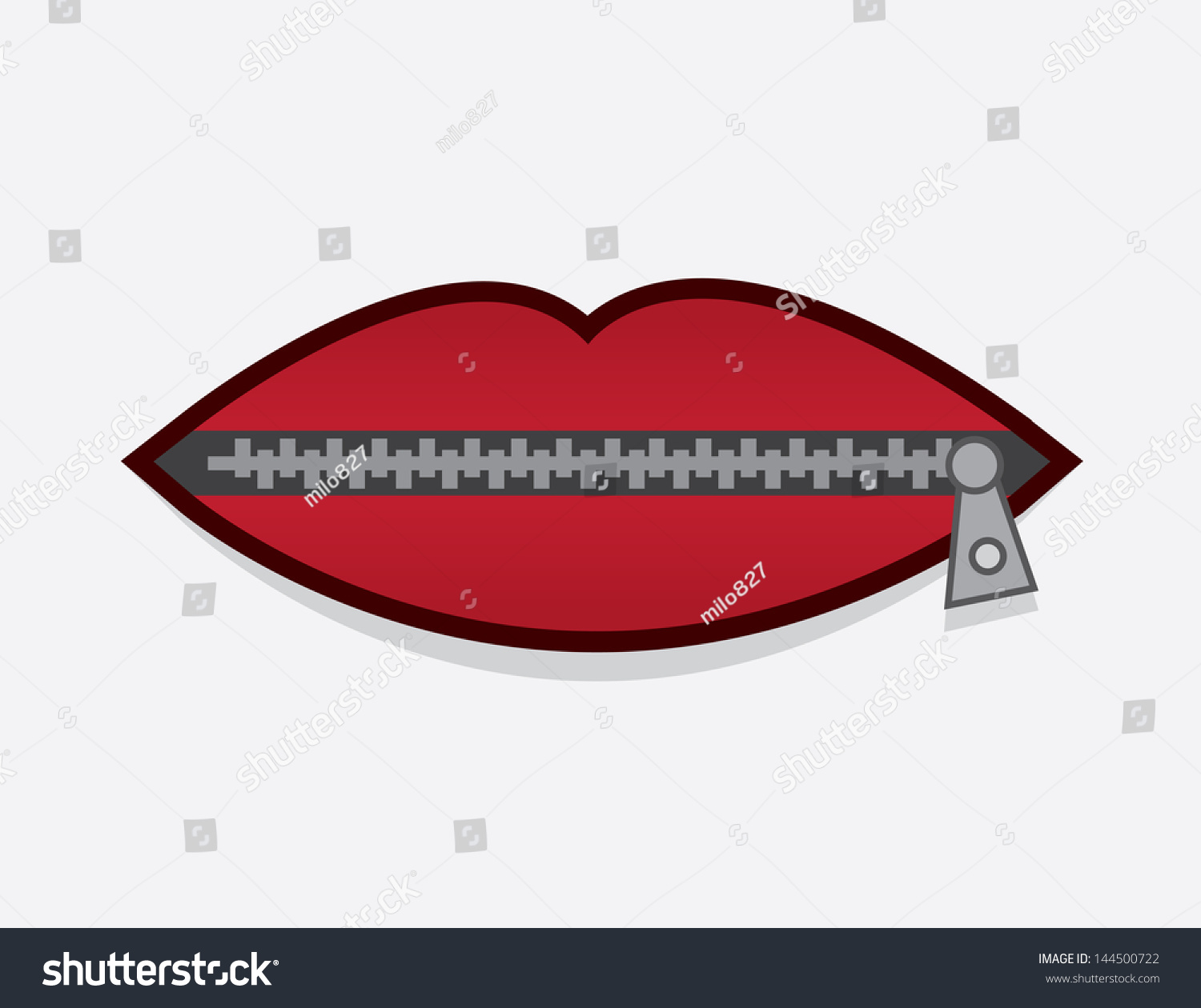 Large Red Lips Closed Zipper Stock Vector (Royalty Free) 144500722