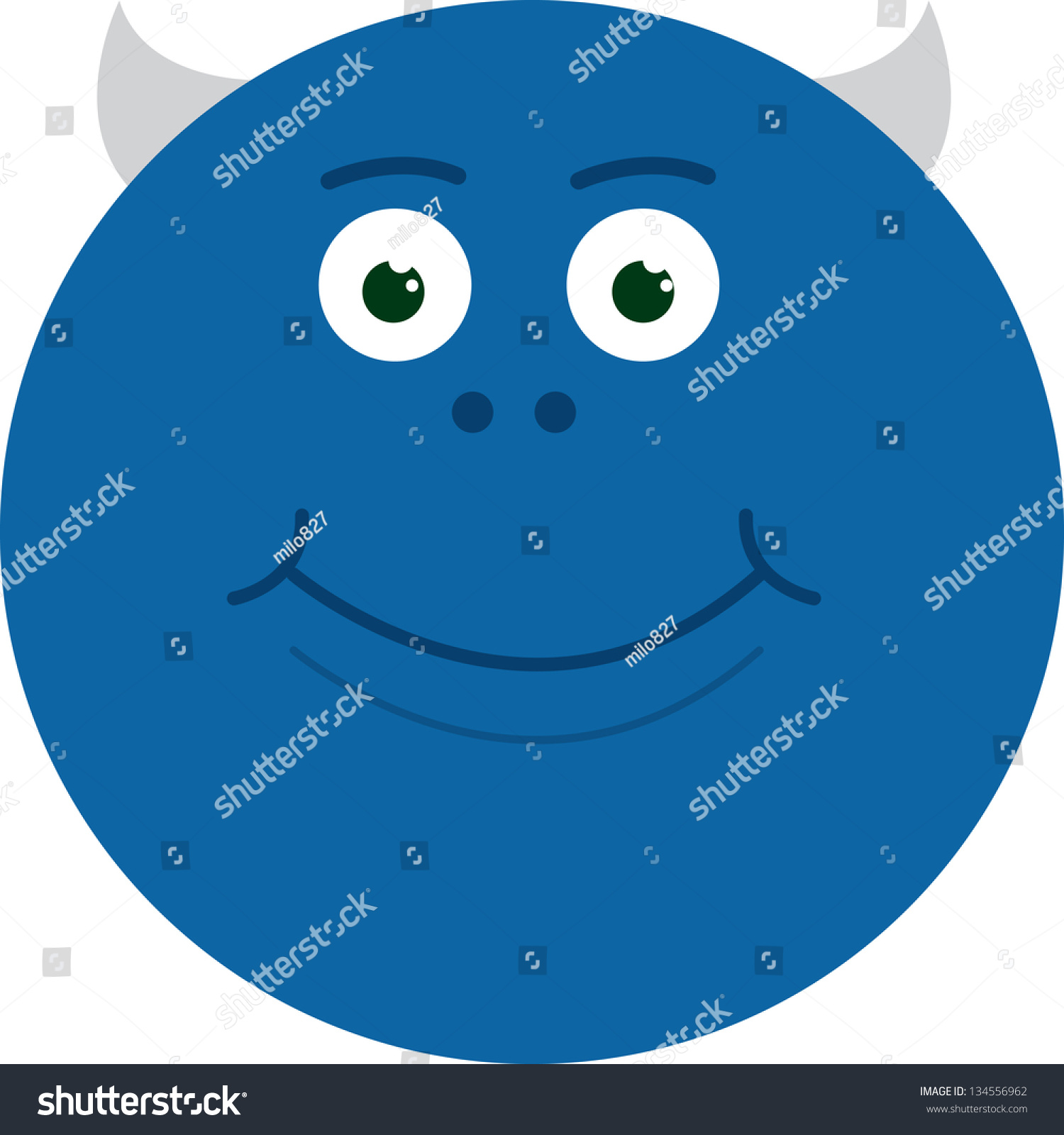 Large Round Blue Monster Smiling Stock Vector (Royalty Free) 134556962 ...
