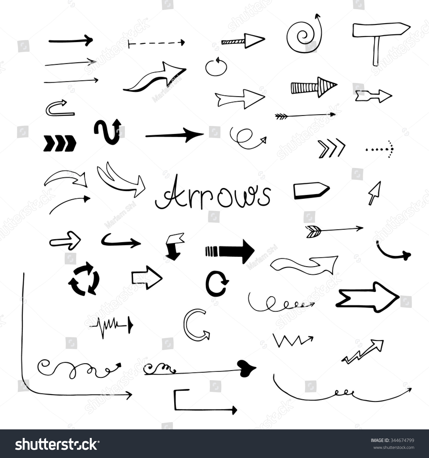 Large Set Hand Drawn Arrows Different: vector de stock (libre de ... Large Set Hand Drawn Arrows Different: vector de stock (libre de ...