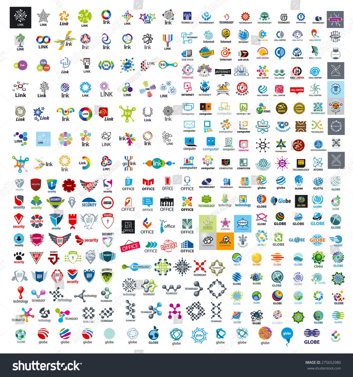 large set of vector logos technology Stock Vector (Royalty Free ...