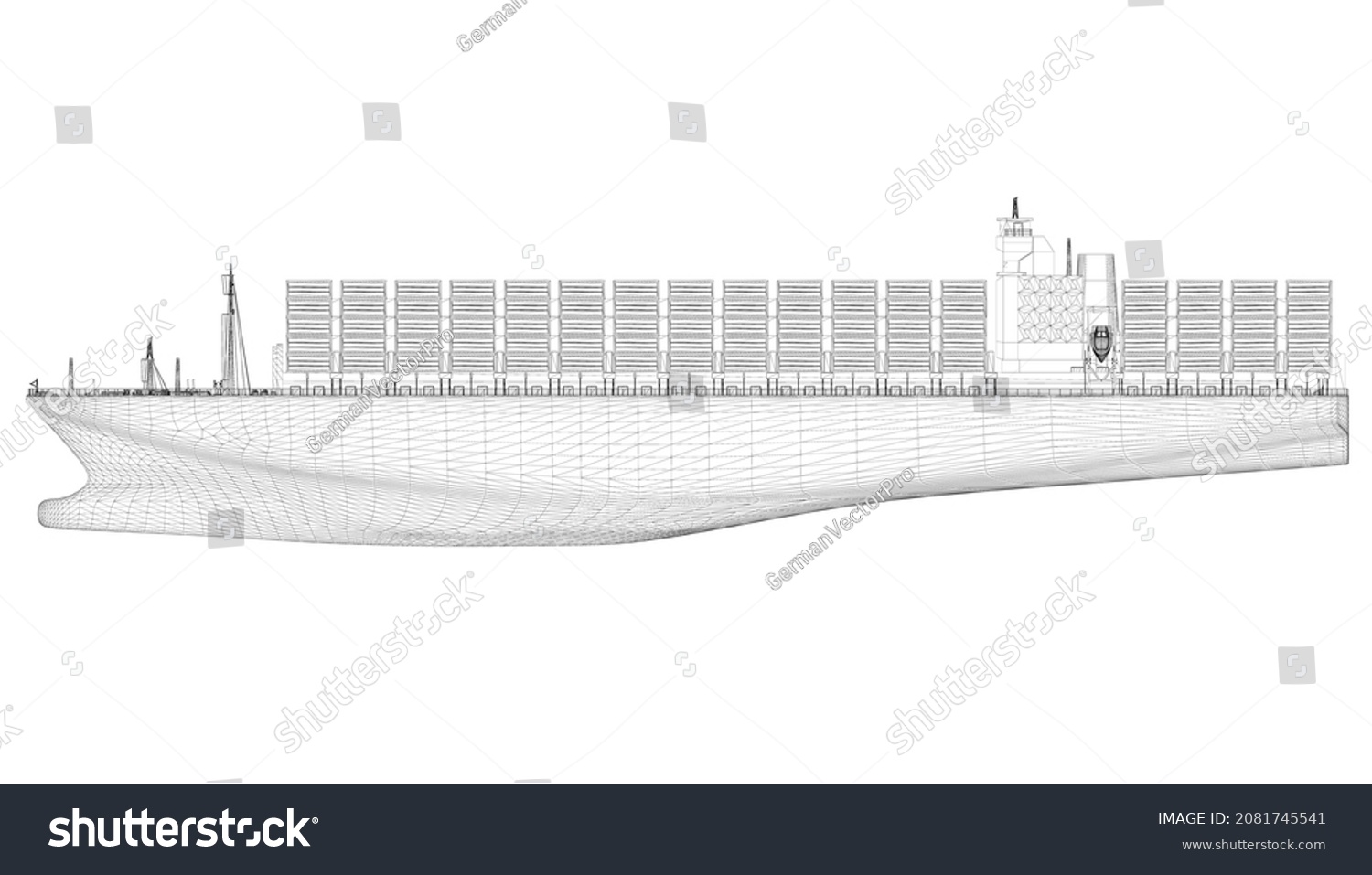 Large Ship Wireframe Containers Black Lines Stock Vector (Royalty Free ...