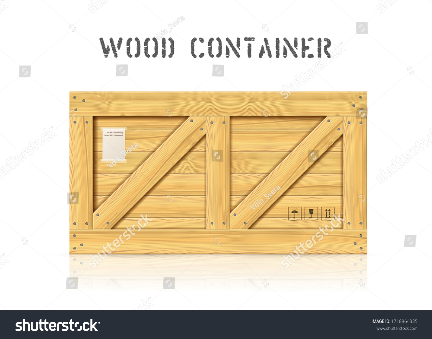 Large Wooden Cargo Box Vector Mockup Stock Vector (Royalty Free) 1718864335