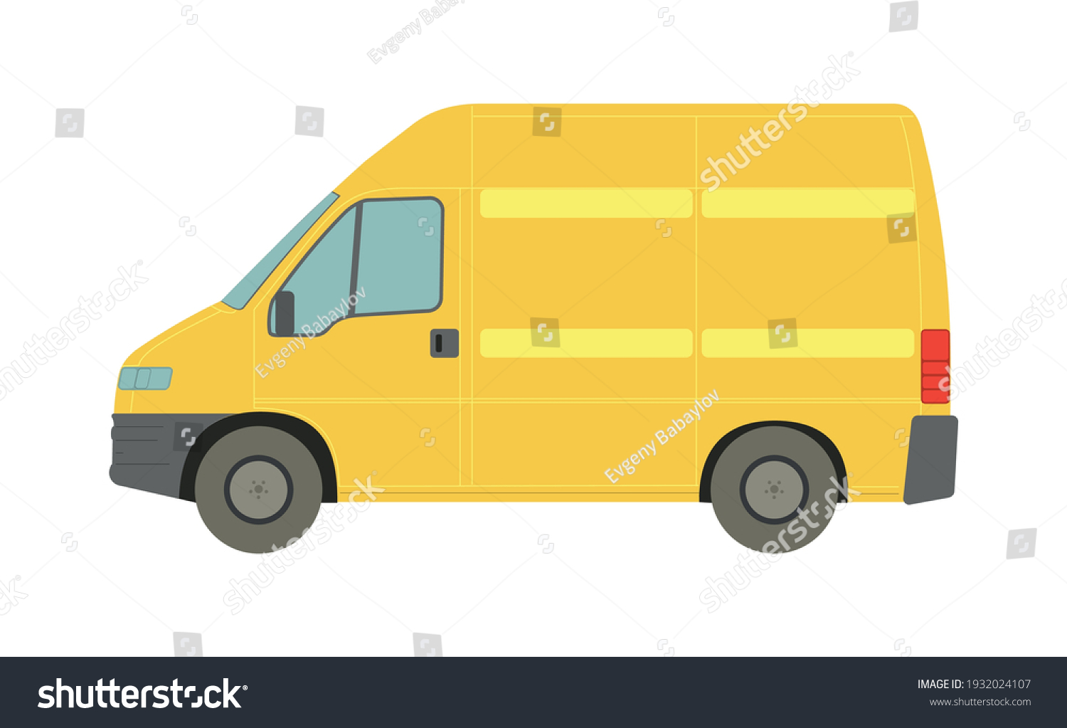 Large Yellow Van On White Background Stock Vector (Royalty Free) 1932024107