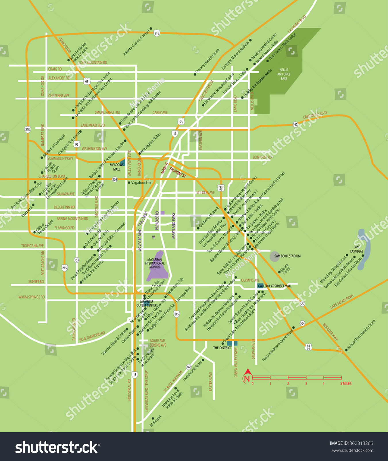 Las Vegas Vector Map Stock Vector (Royalty Free) 362313266 | Shutterstock