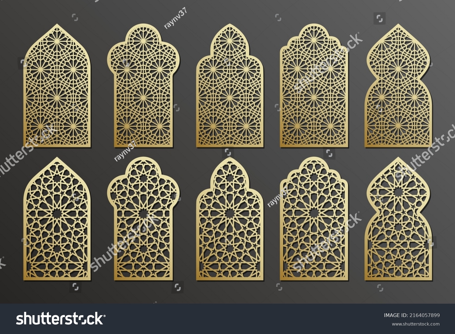 Laser Cut Arabian Grating Templates Set Stock Vector (Royalty Free ...