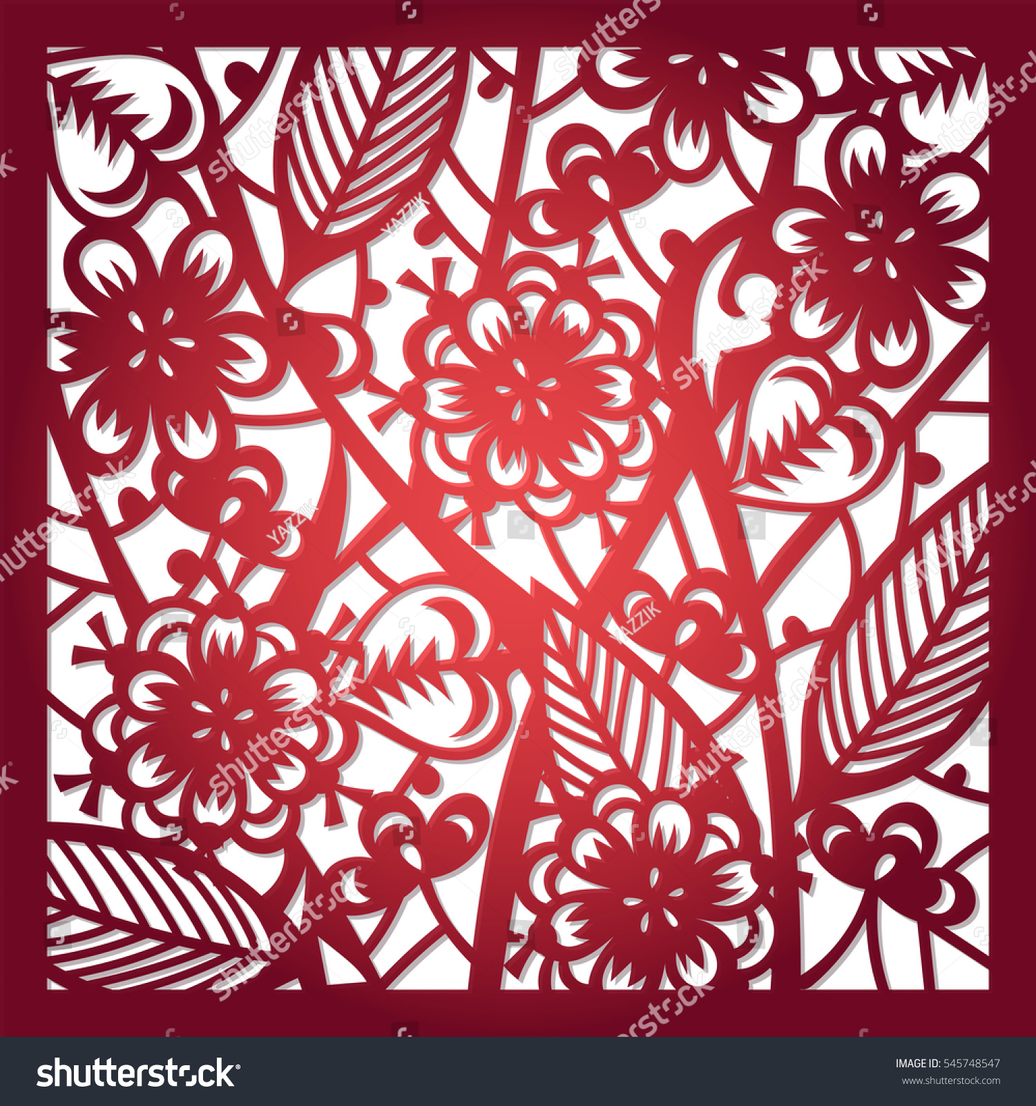 Laser Cut Flower Pattern Decorative Panel 스톡 벡터(로열티 프리) 545748547 ...