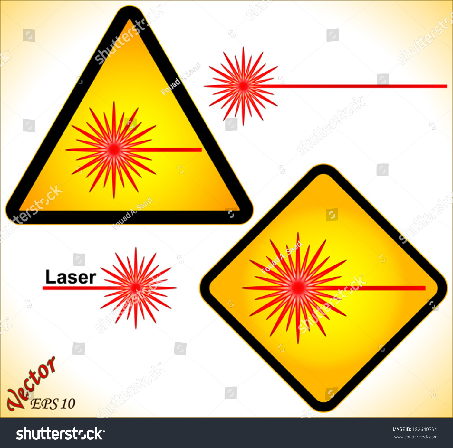 Laser Warning Signs Stock Vector (Royalty Free) 182640794