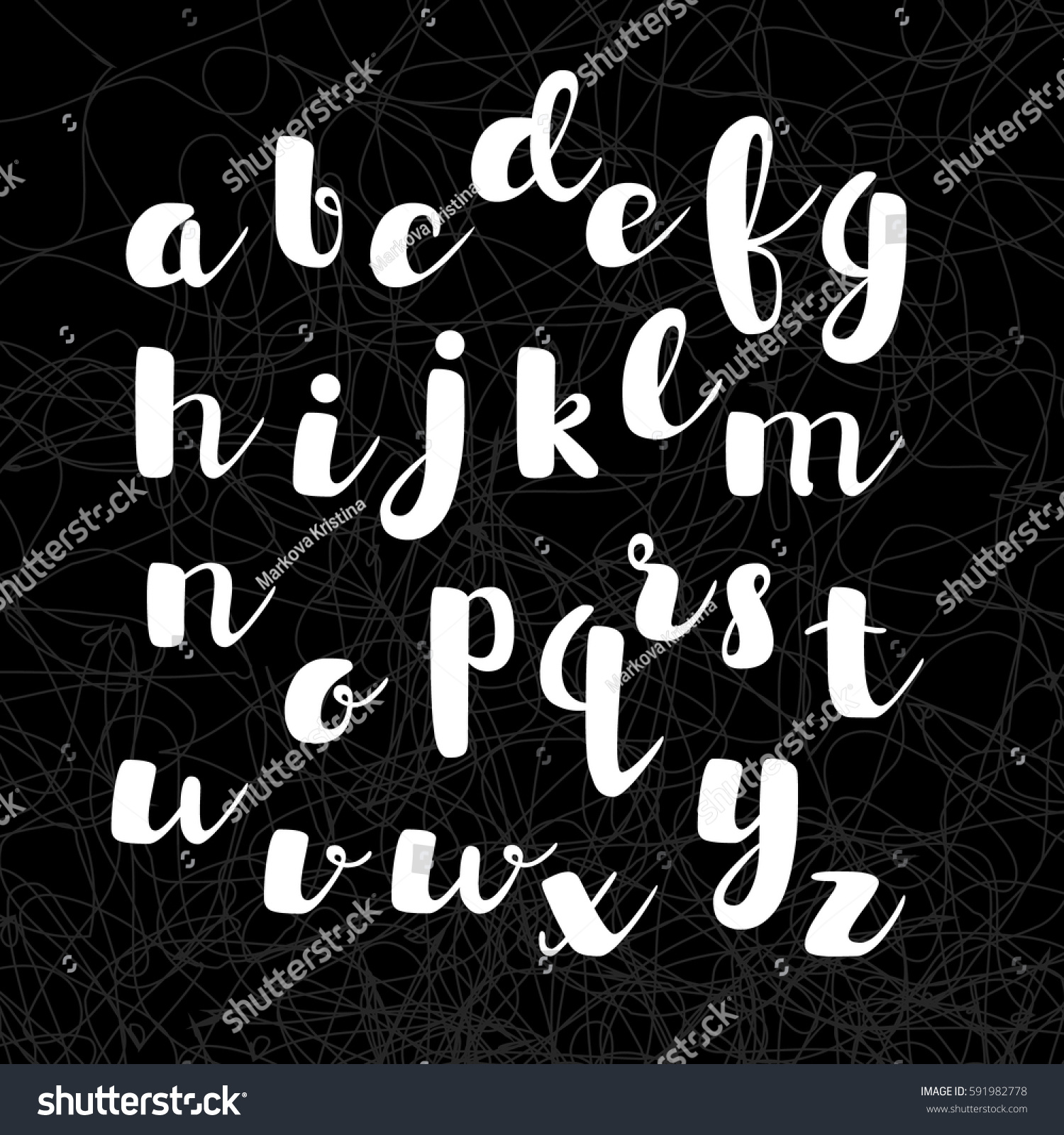 Latin Alphabet Lowercase Letters Cursive Font Stock Vector (Royalty ...