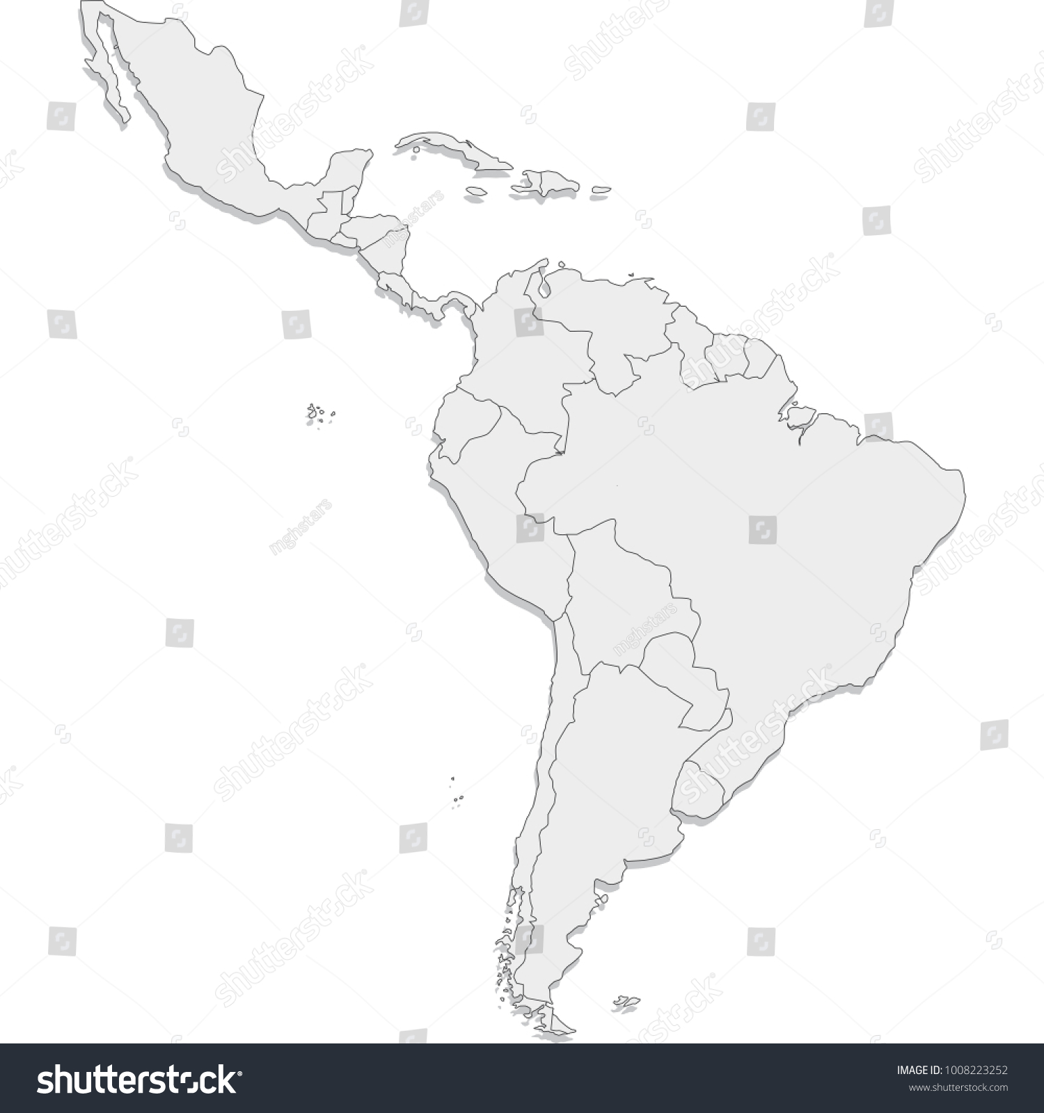 Latin America Map Stock Vector (Royalty Free) 1008223252