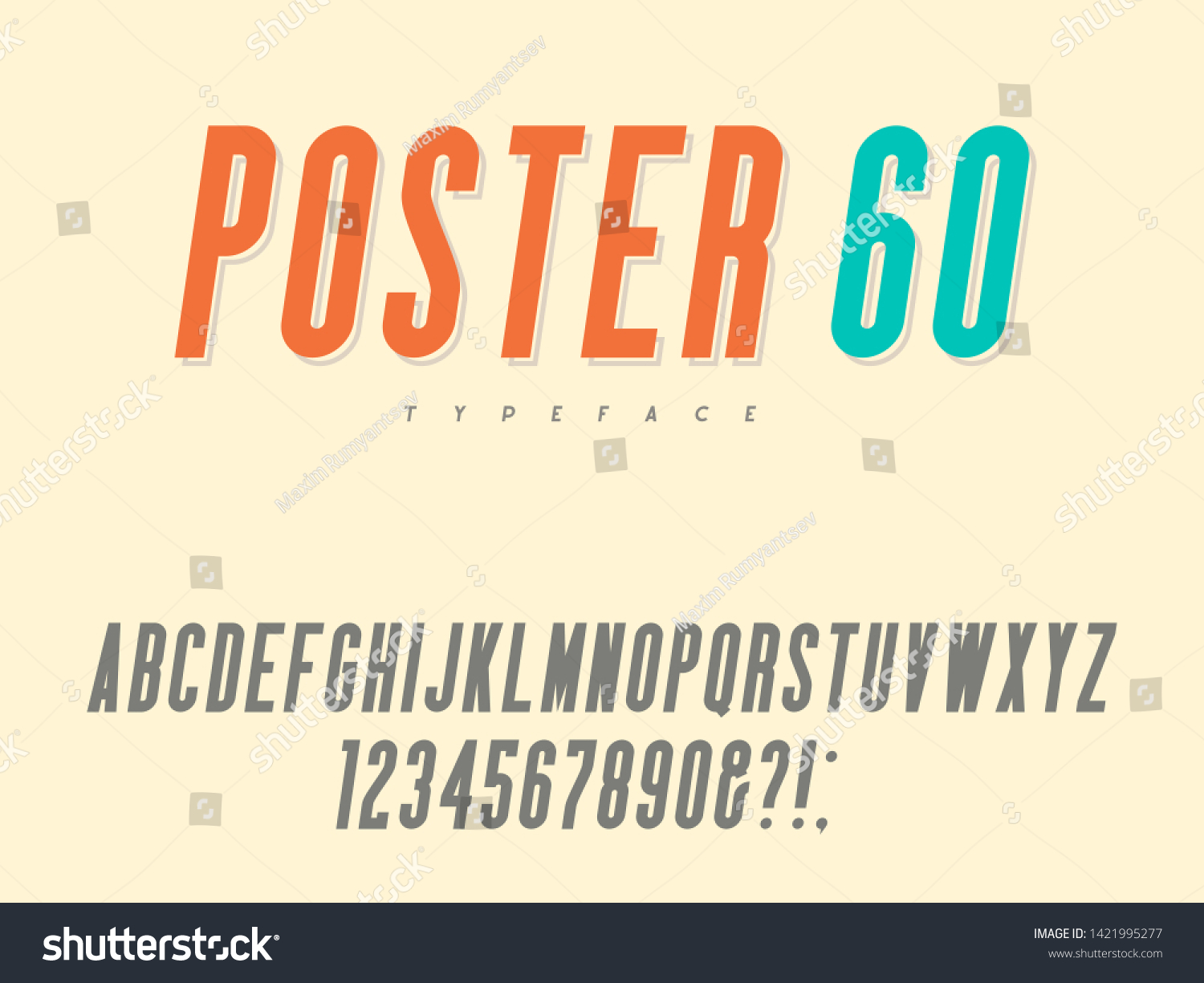 Latin Uppercase Alphabet Letters Numbers Retro เวกเตอร์สต็อก ปลอดค่า