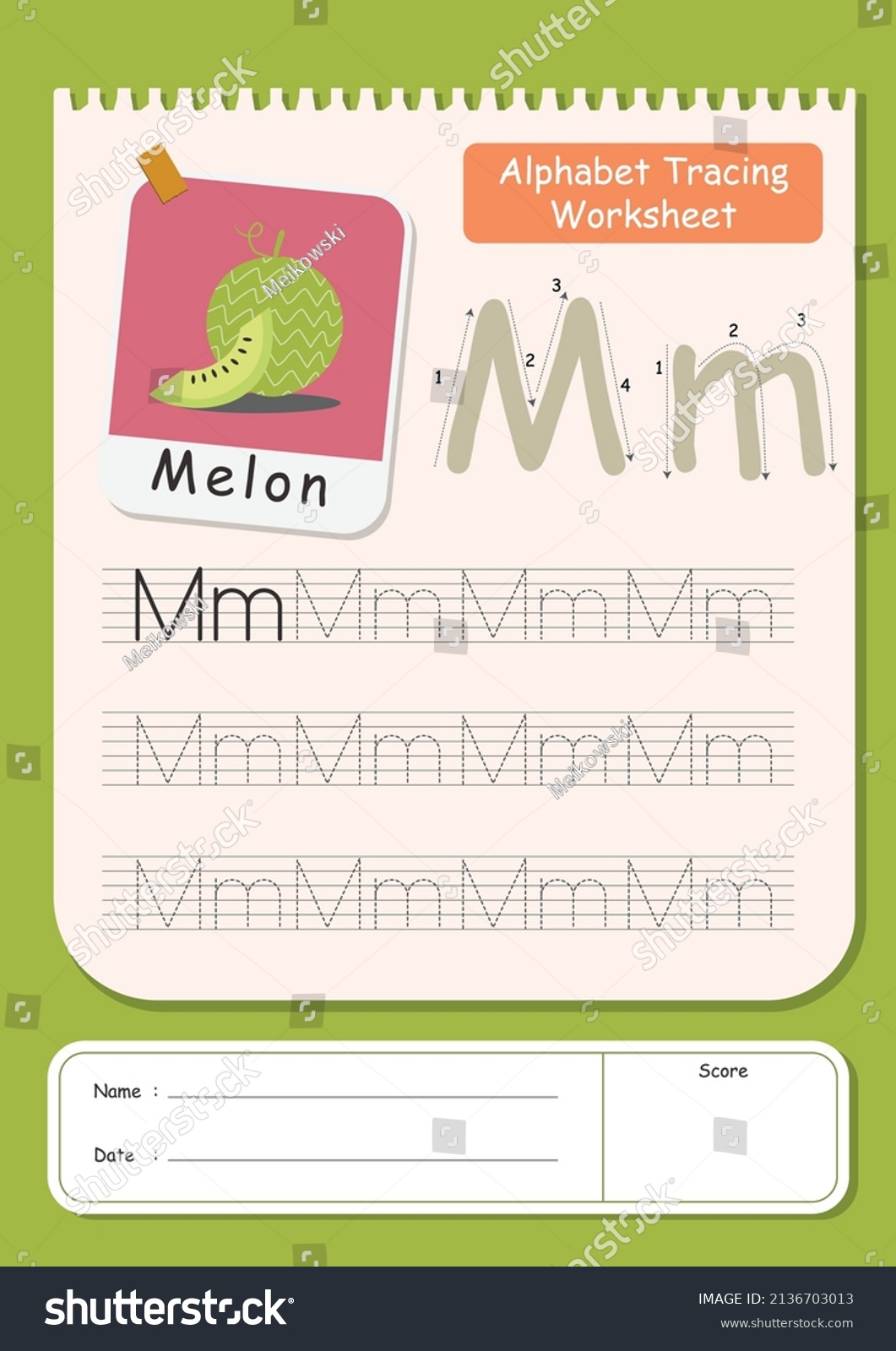 Latter M Alphabet Trace Workshet Stock Vector (Royalty Free) 2136703013 ...