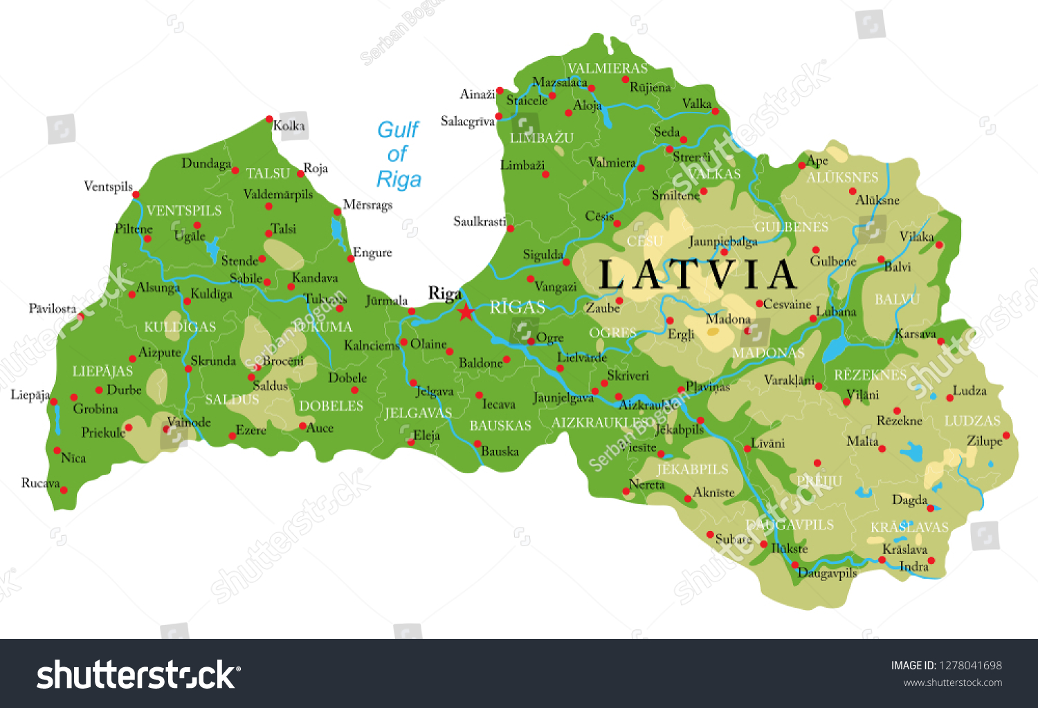 latvia physical map