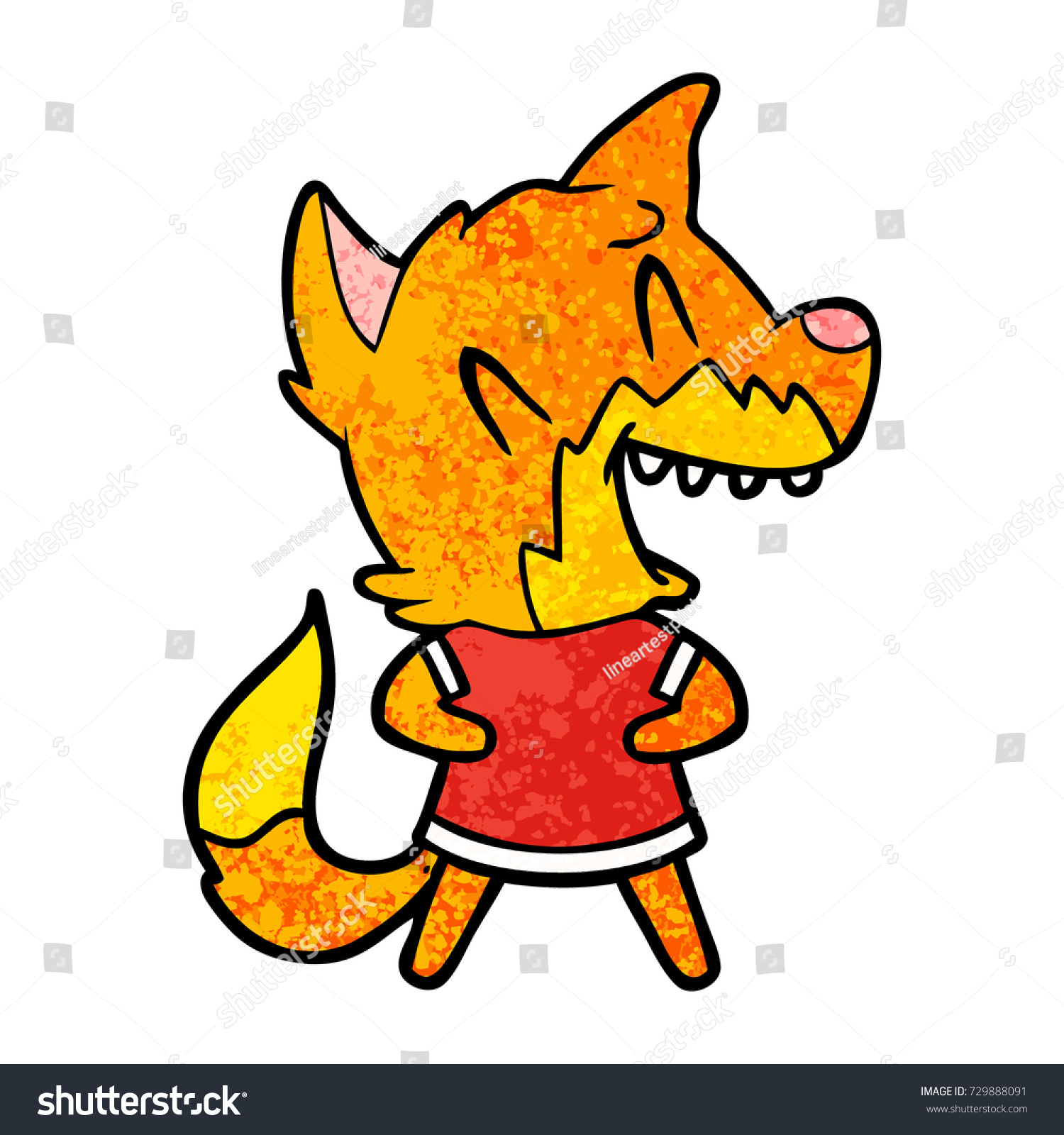 Laughing Fox Cartoon Stock Vector (Royalty Free) 729888091 | Shutterstock
