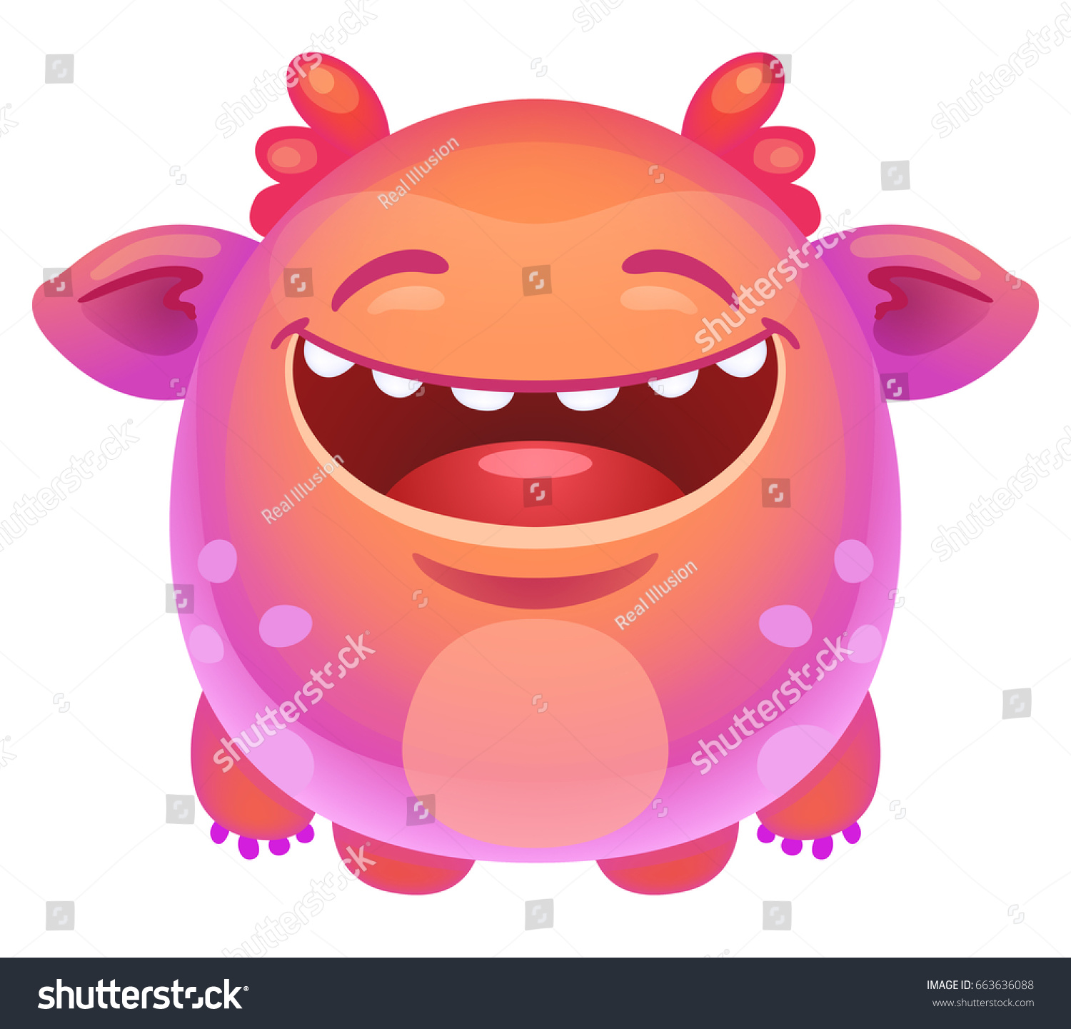 Laughing Monster Stock Vector (Royalty Free) 663636088