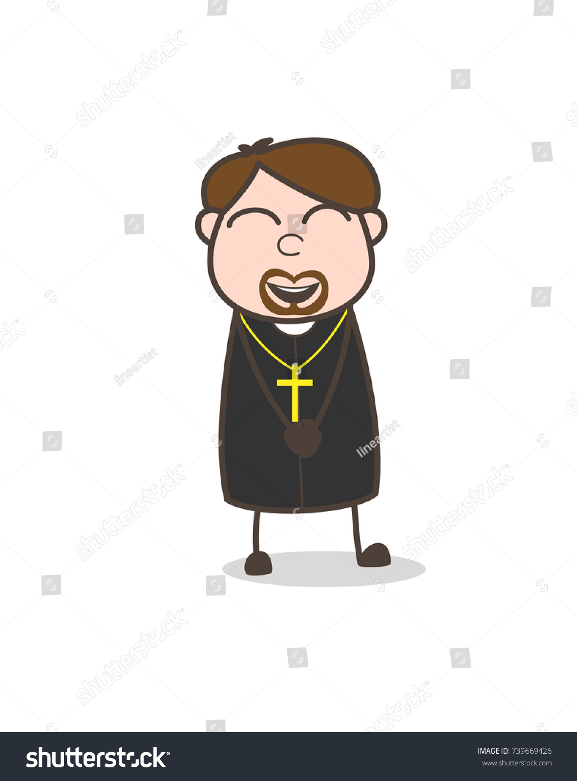 Laughing Priest Character Vector Stock Vector (Royalty Free) 739669426