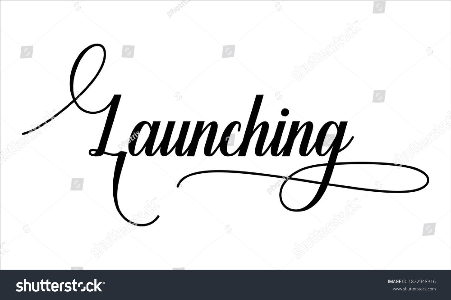 Launching Script Cursive Calligraphy Typography Black Stock Vector ...