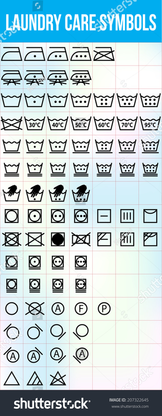 Laundry Care Symbols Set Vector Graphic Stock Vector (Royalty Free ...