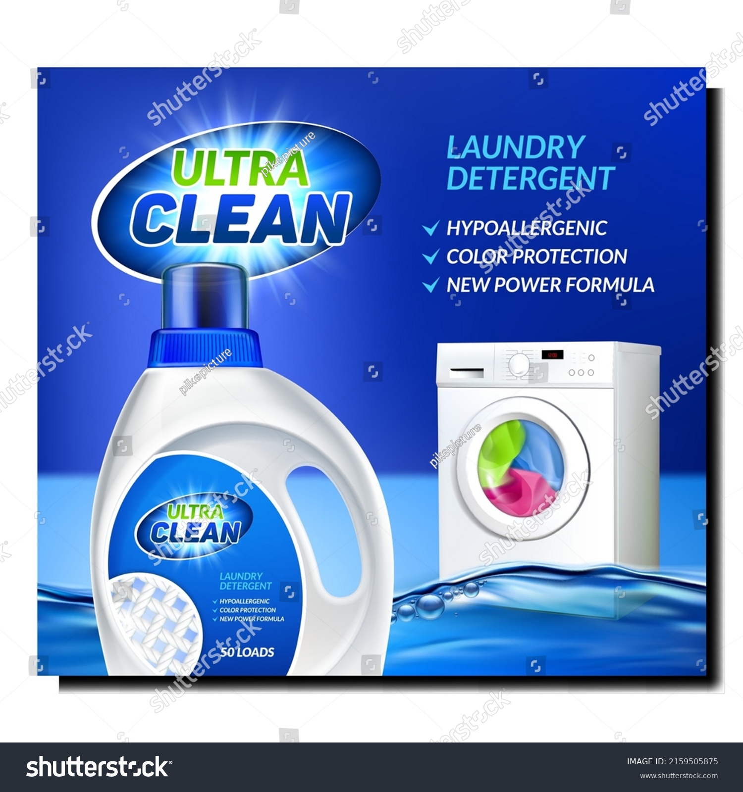 Laundry Detergent Creative Promo Poster Vector Stock Vector (Royalty ...