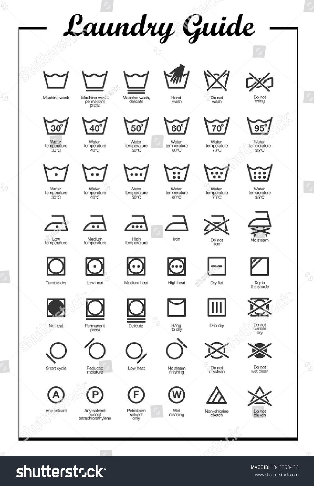 Laundry Vector Icons Set Full Collection Stock Vector (Royalty Free ...