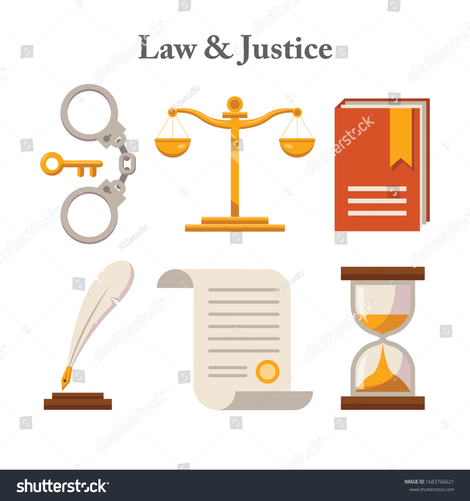 Law Element Set Isolated Vector Illustration Stock Vector (Royalty Free ...