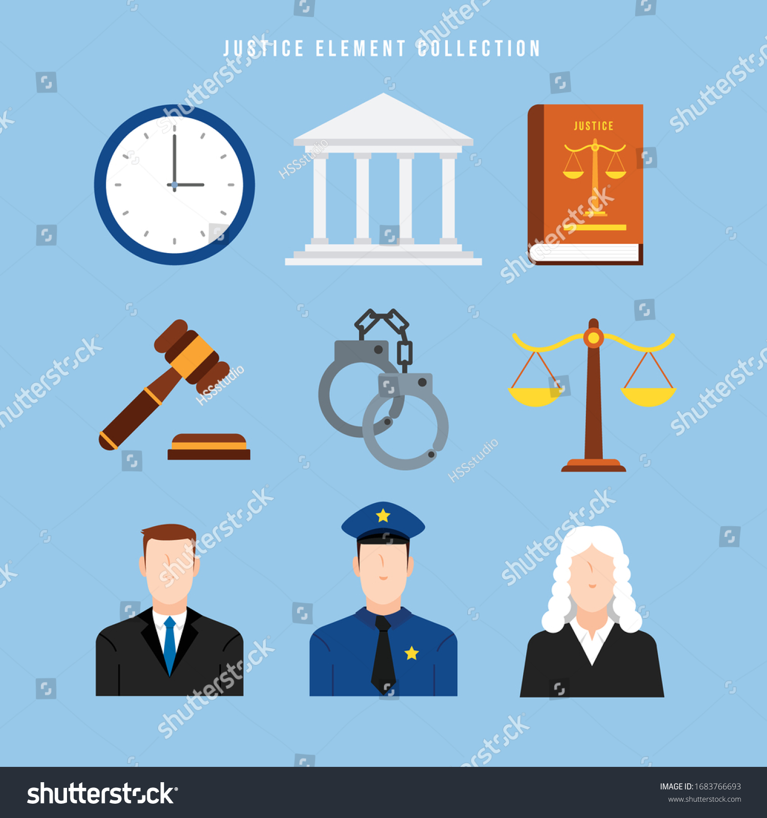 Law Element Set Isolated Vector Illustration Stock Vector (Royalty Free ...