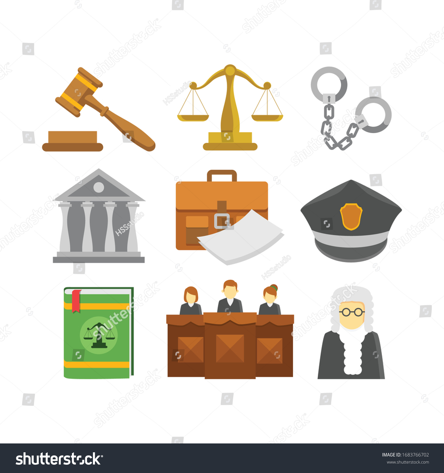 Law Element Set Isolated Vector Illustration Stock Vector (Royalty Free ...