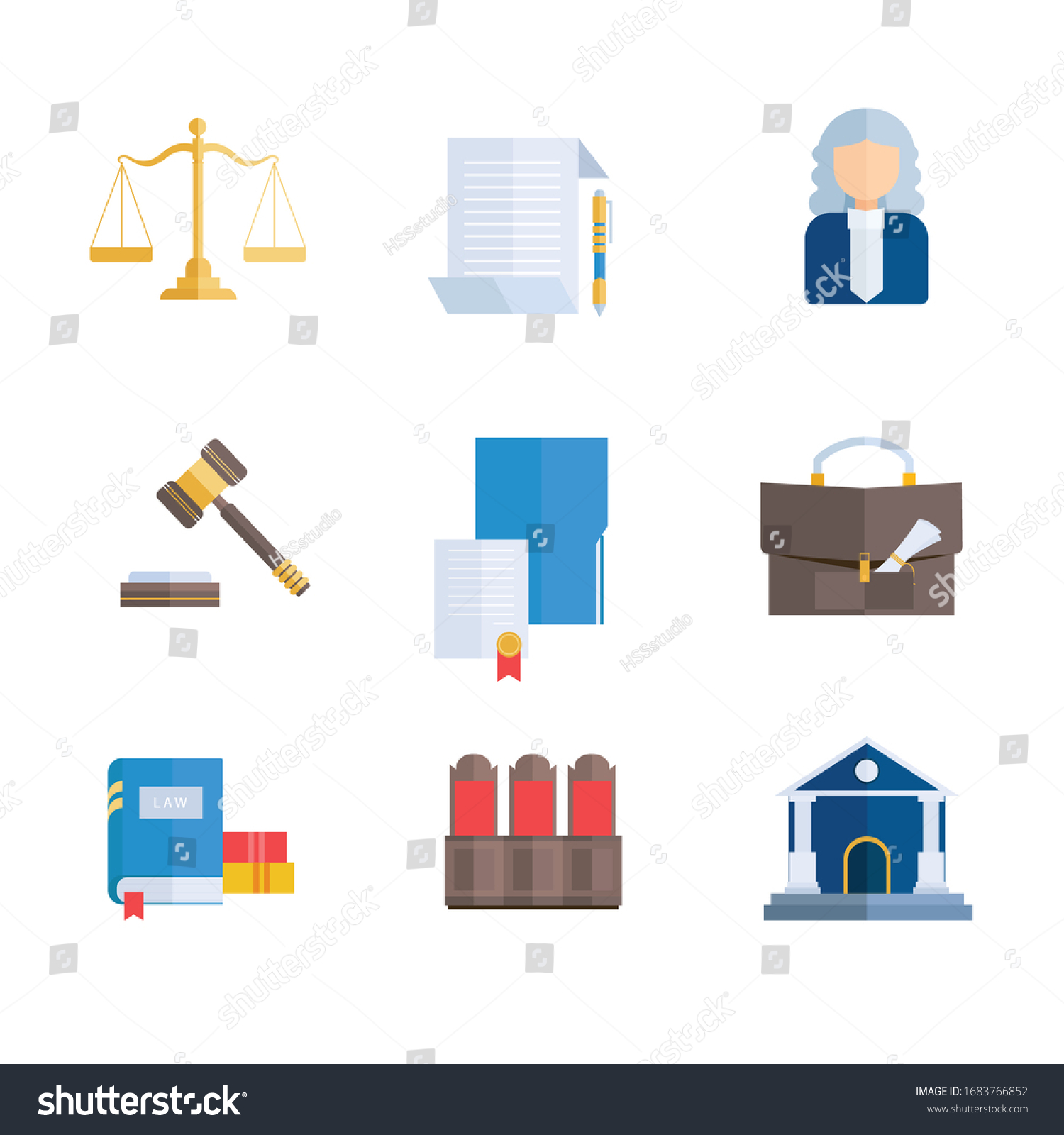 Law Element Set Isolated Vector Illustration Stock Vector (Royalty Free ...