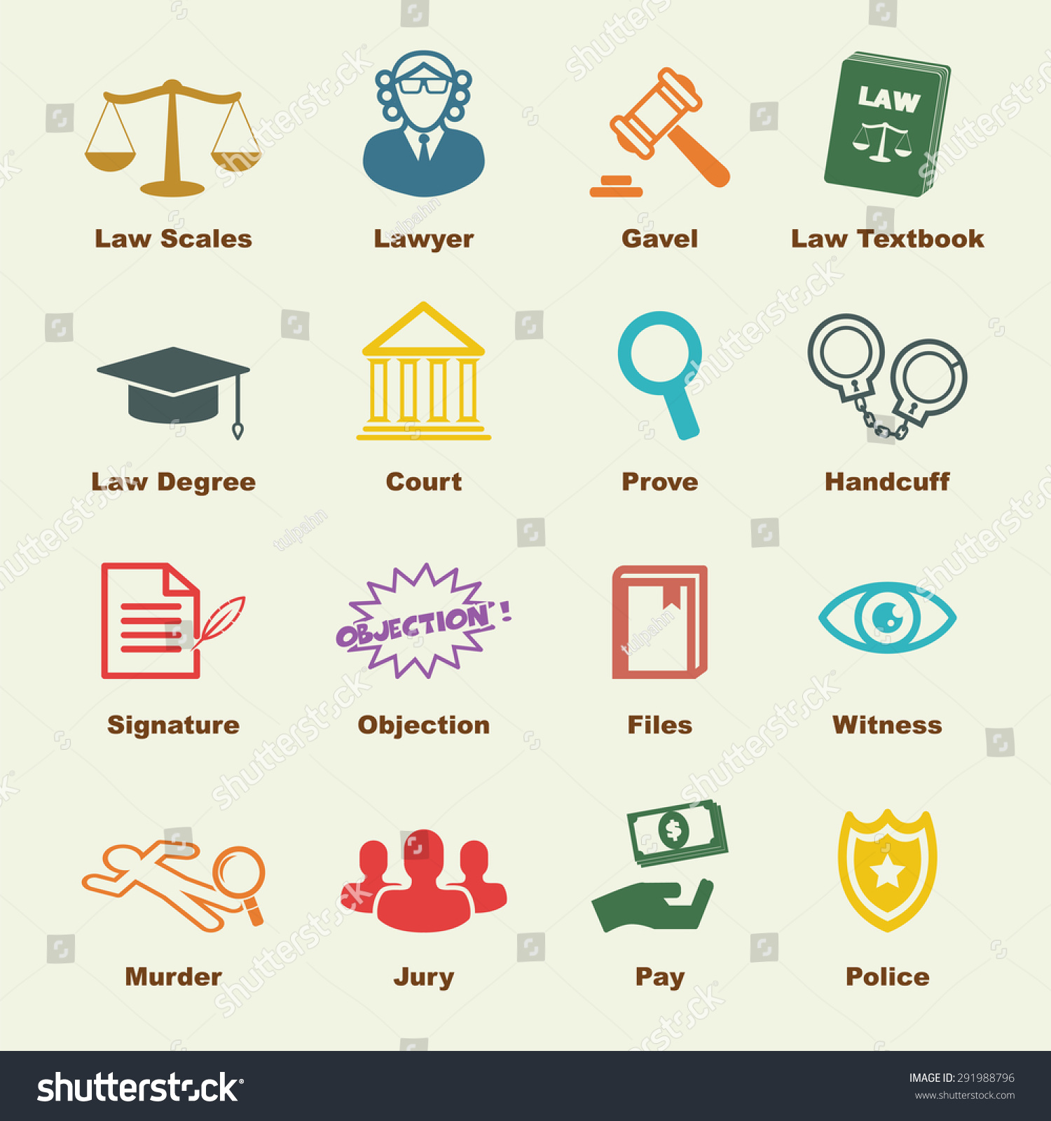 Law Elements Vector Infographic Icons 스톡 벡터(사용료 없음) 291988796 ...