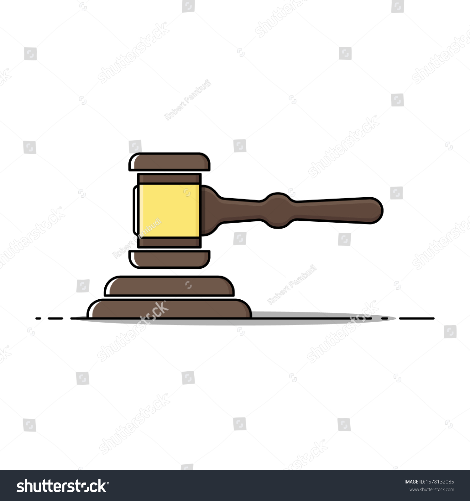 Law Hammer Flat Design Vector Illustration Stock Vector (Royalty Free ...