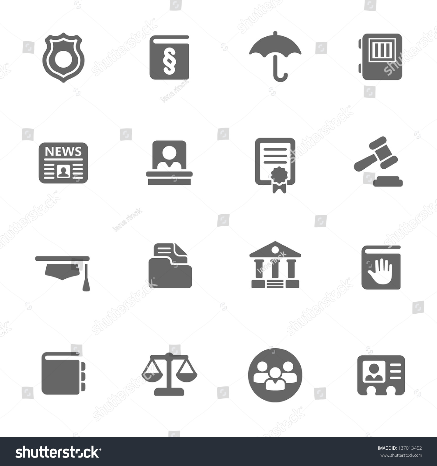 Law Icons Stock Vector 137013452 : Shutterstock