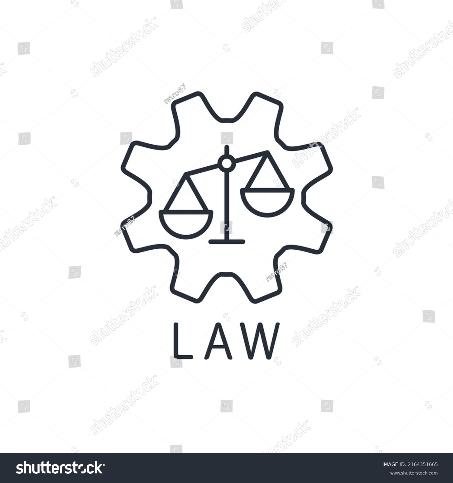 Law Process Vector Linear Icon Isolated Stock Vector (Royalty Free ...
