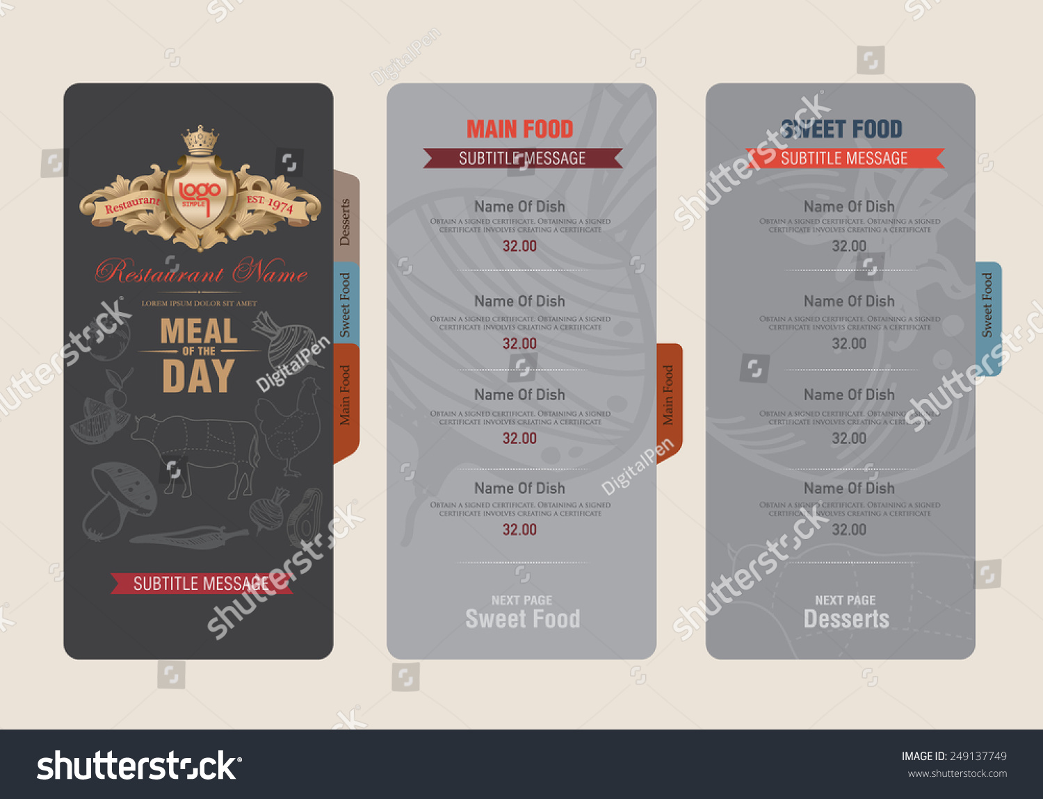 Lay Out Menu Template 库存矢量图（免版税）249137749 | Shutterstock
