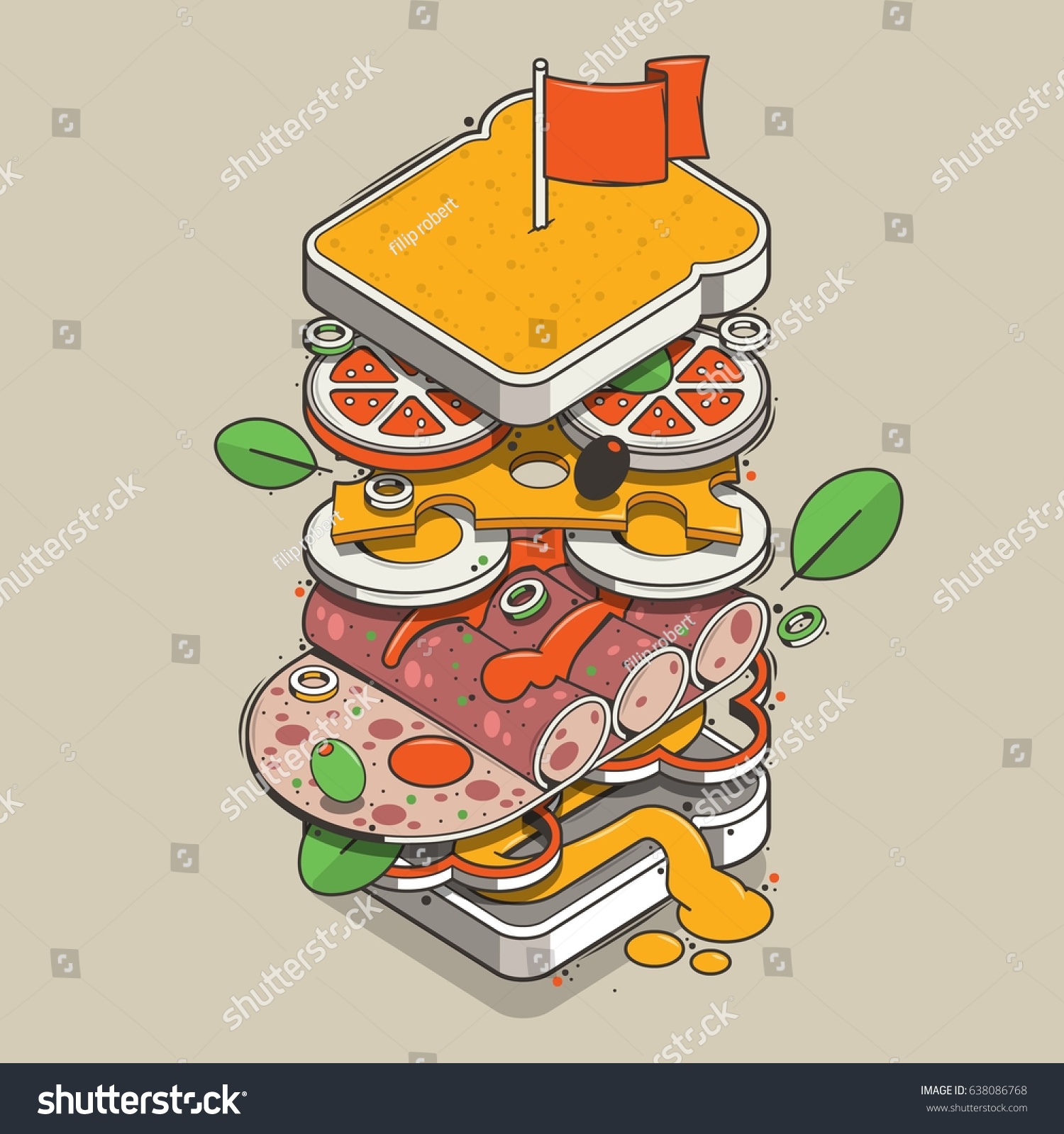 Layered Sandwich Vector Illustration Stock Vector (Royalty Free ...