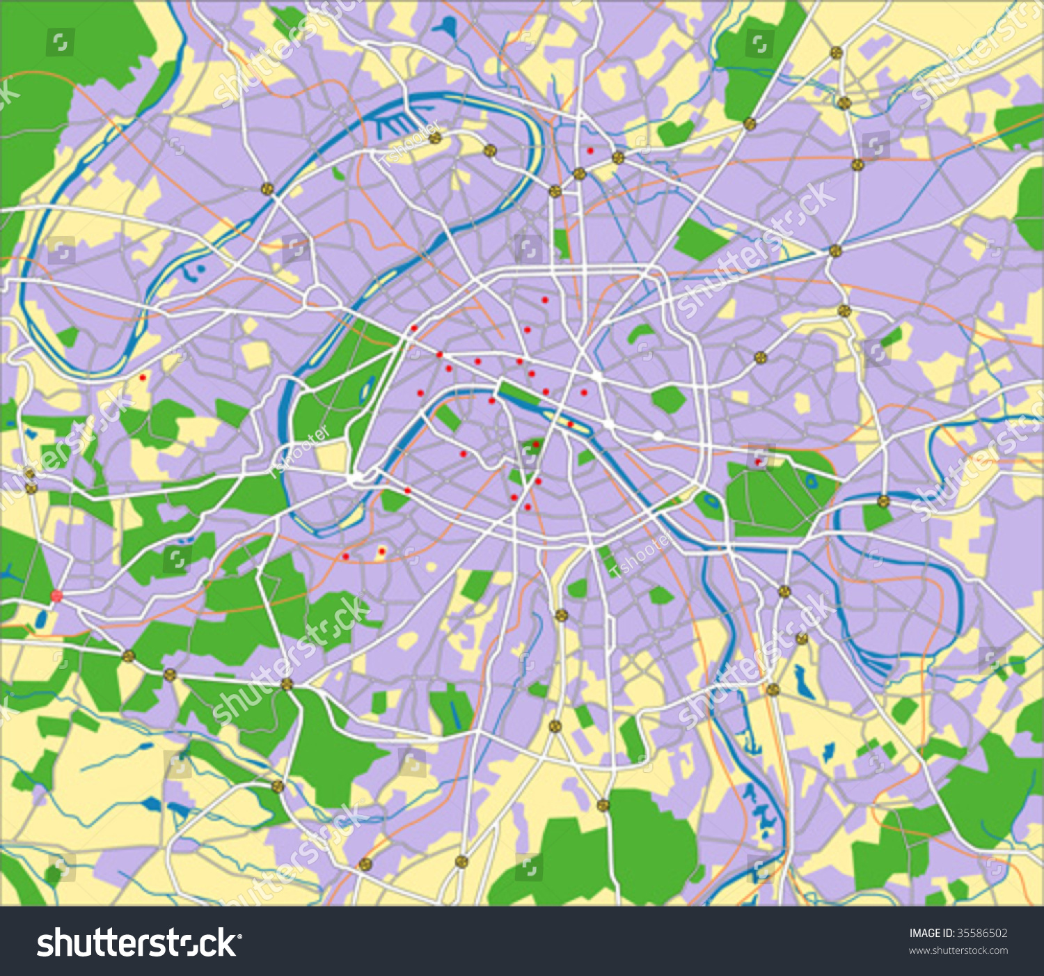 Layered Vector Map Paris: เวกเตอร์สต็อก (ปลอดค่าลิขสิทธิ์) 35586502 ...