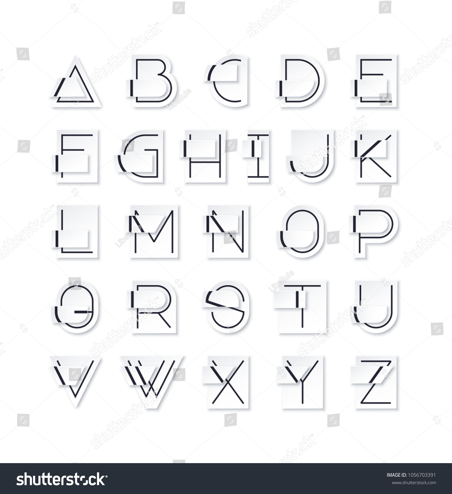 Layout Paper Effect Broken Latin Font Stock Vector (Royalty Free ...
