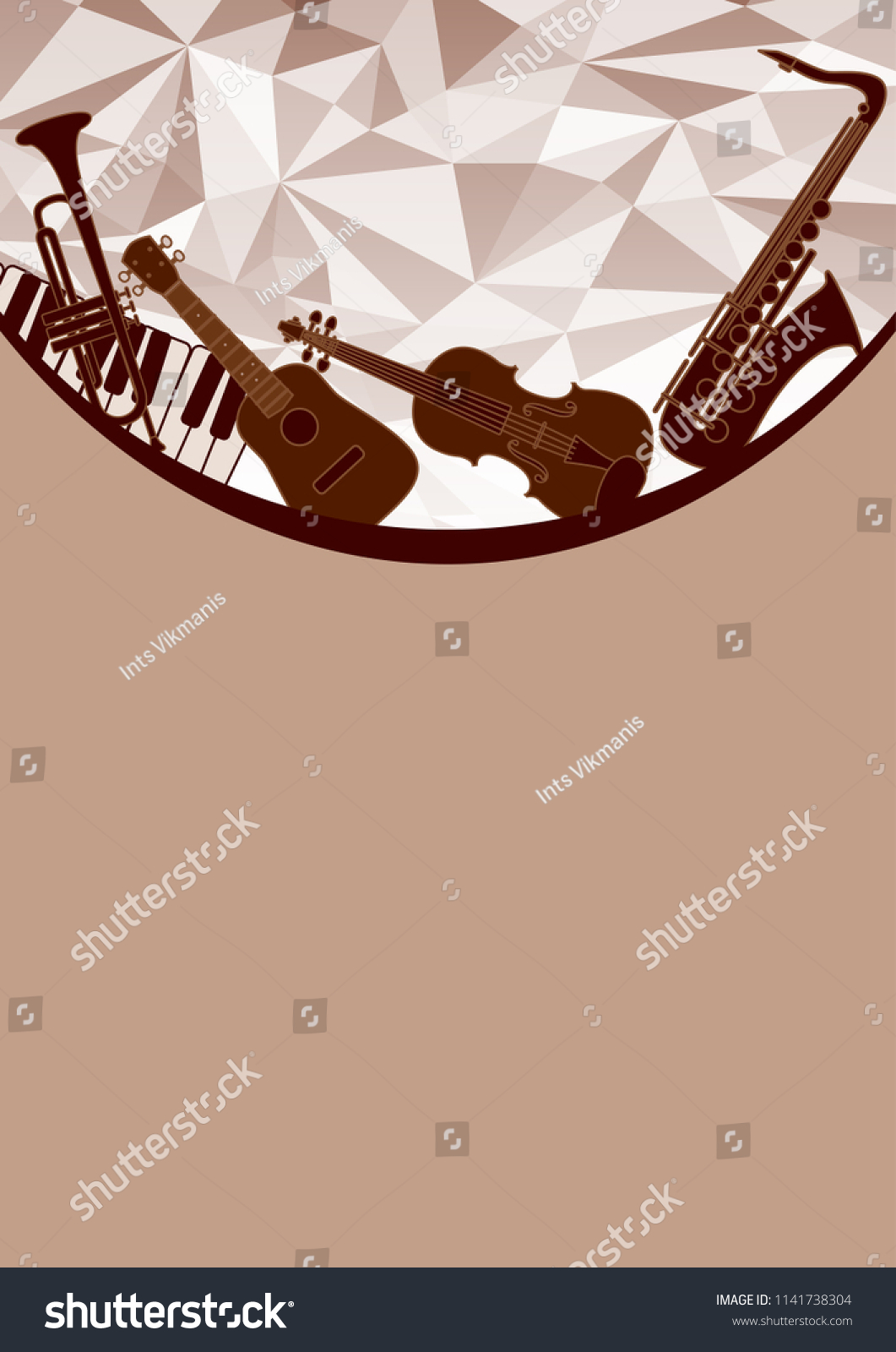 Layout Template Musical Instruments Triangle Background Stock Vector ...