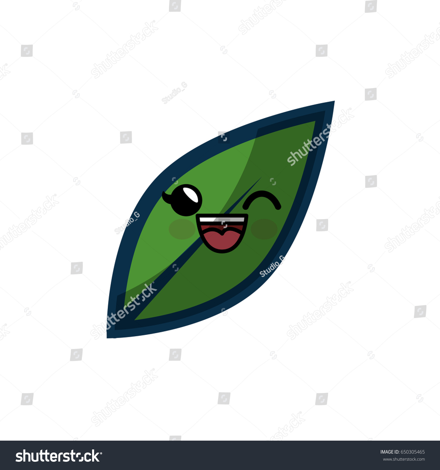 Leaf Cartoon Smiley Stock Vector (Royalty Free) 650305465