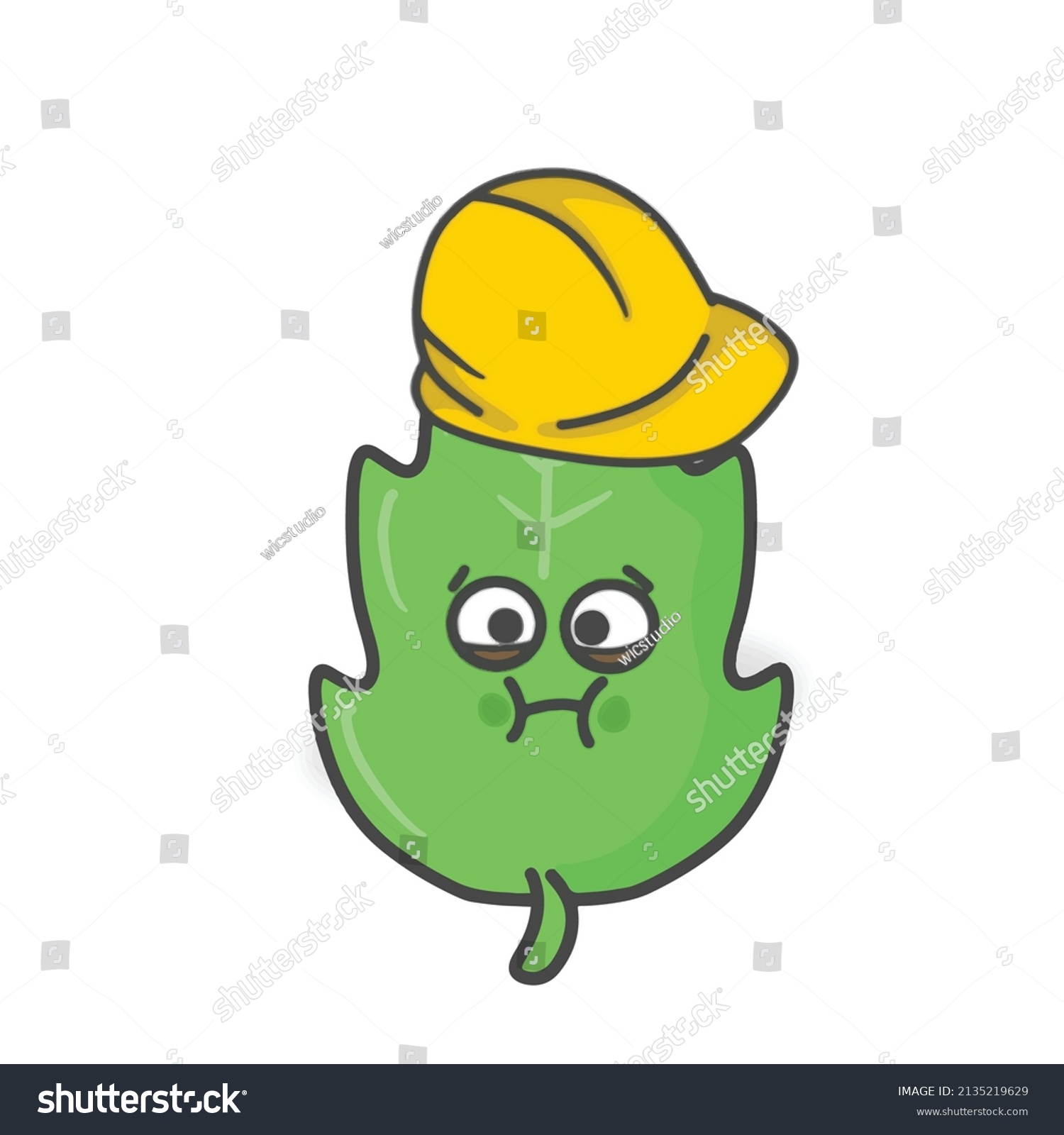 Leaf Character Flat Cartoon Vector Design Stock Vector (Royalty Free ...