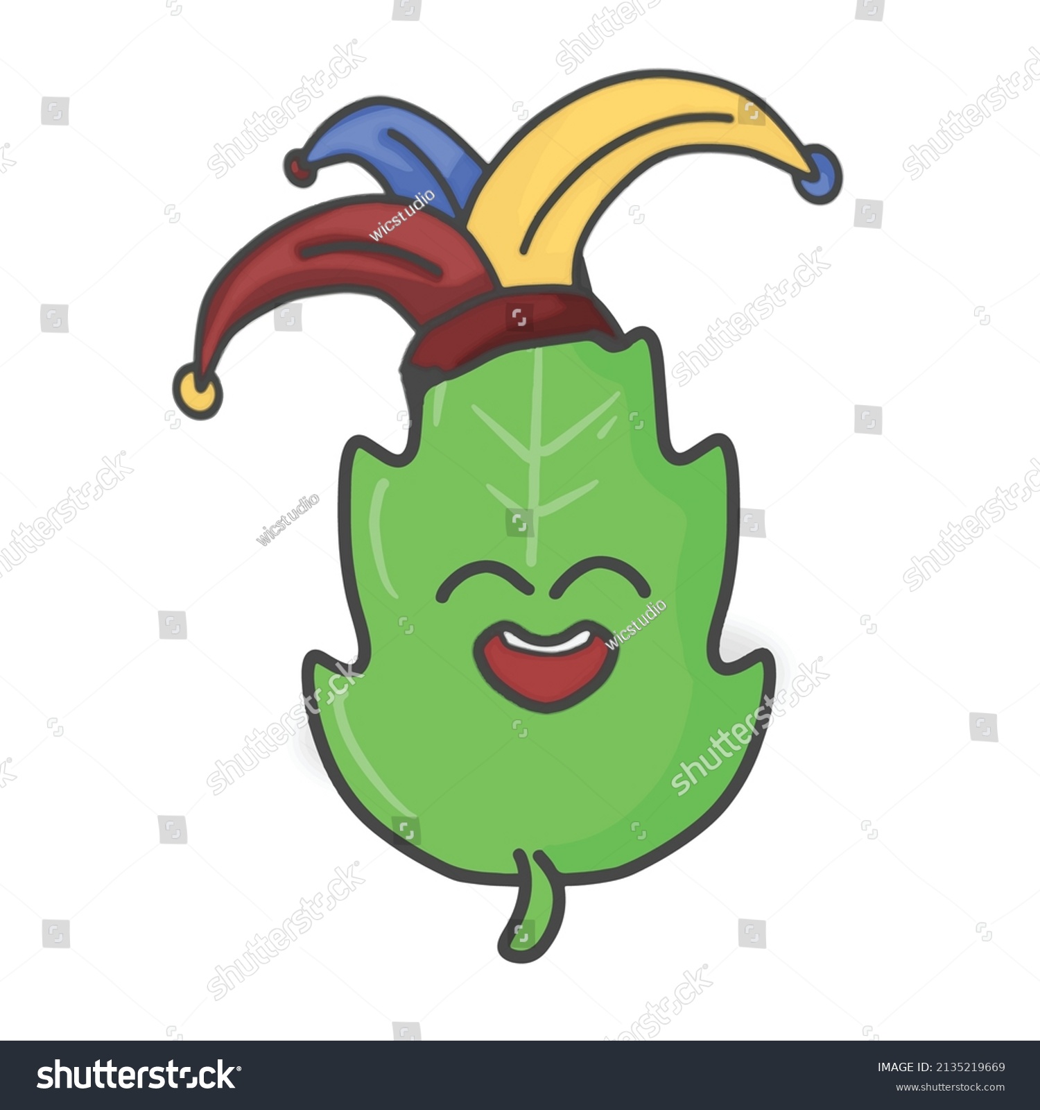 Leaf Character Flat Cartoon Vector Design Stock Vector (Royalty Free ...