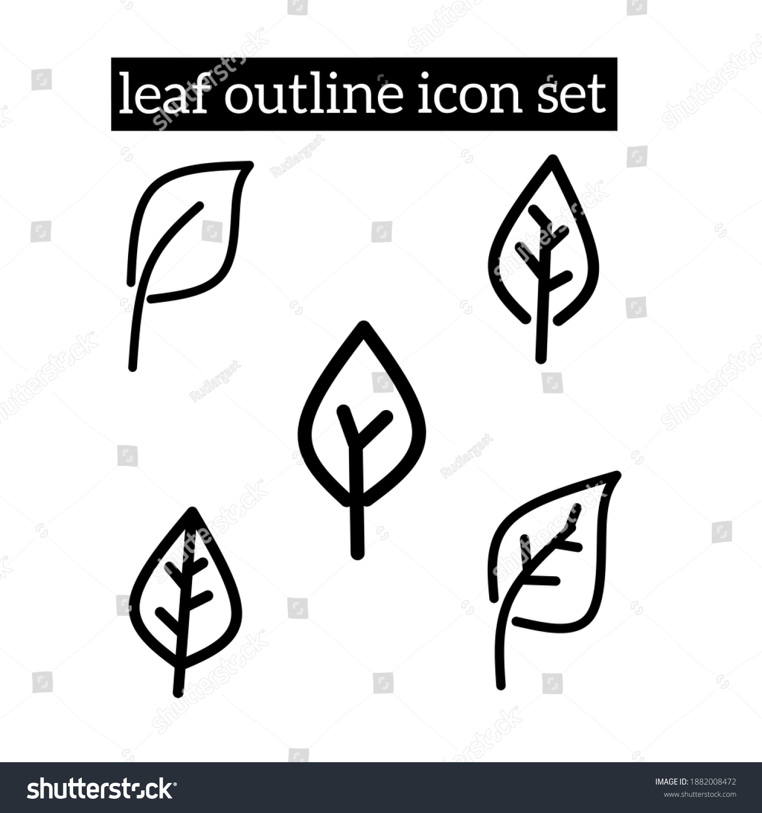 Leaf Outline Icon Set Outline Vector Stock Vector (Royalty Free ...