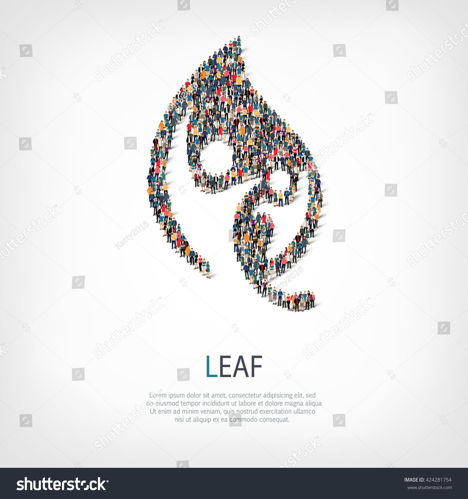 Leaf People Sign 3d Stock Vector (Royalty Free) 424281754