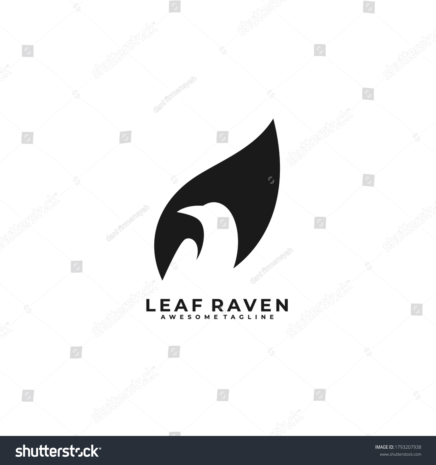 Leaf Raven Negative Space Illustration Vector Stock Vector (Royalty ...