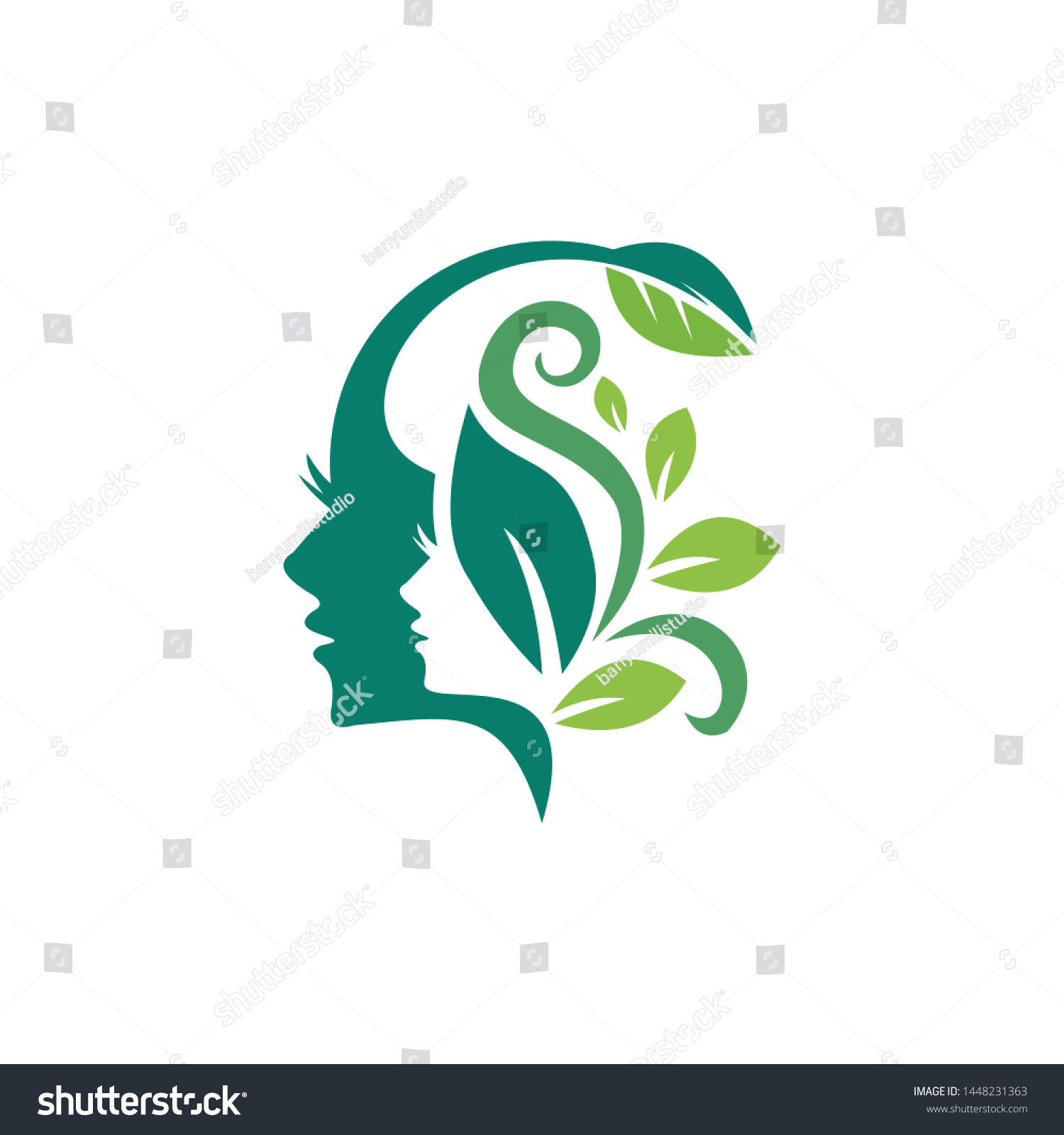 Leaf Face Logo Template Stock Vector (Royalty Free) 1448231363 ...
