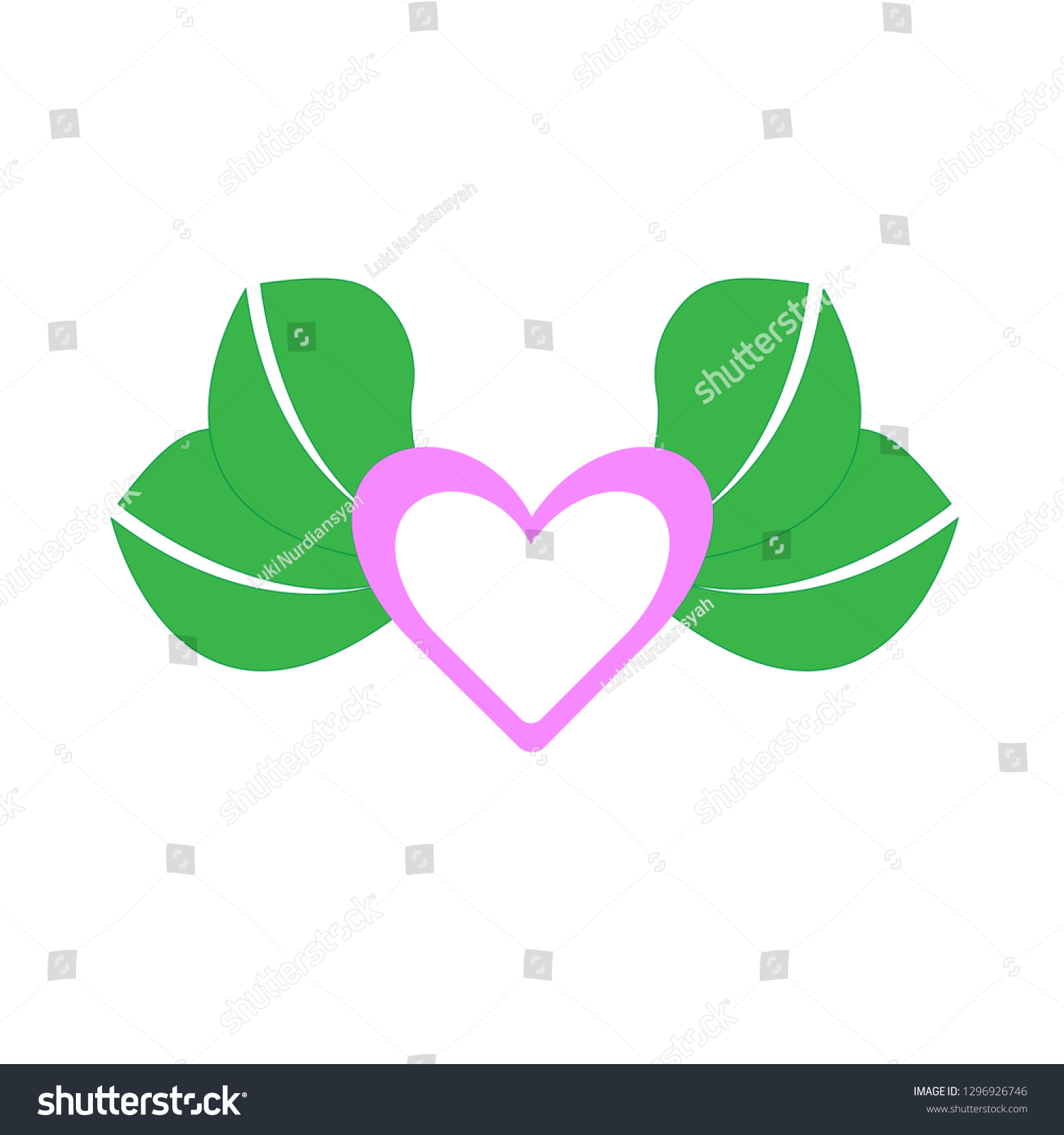 Leaf Heart Icon Vector Stock Vector (Royalty Free) 1296926746 ...