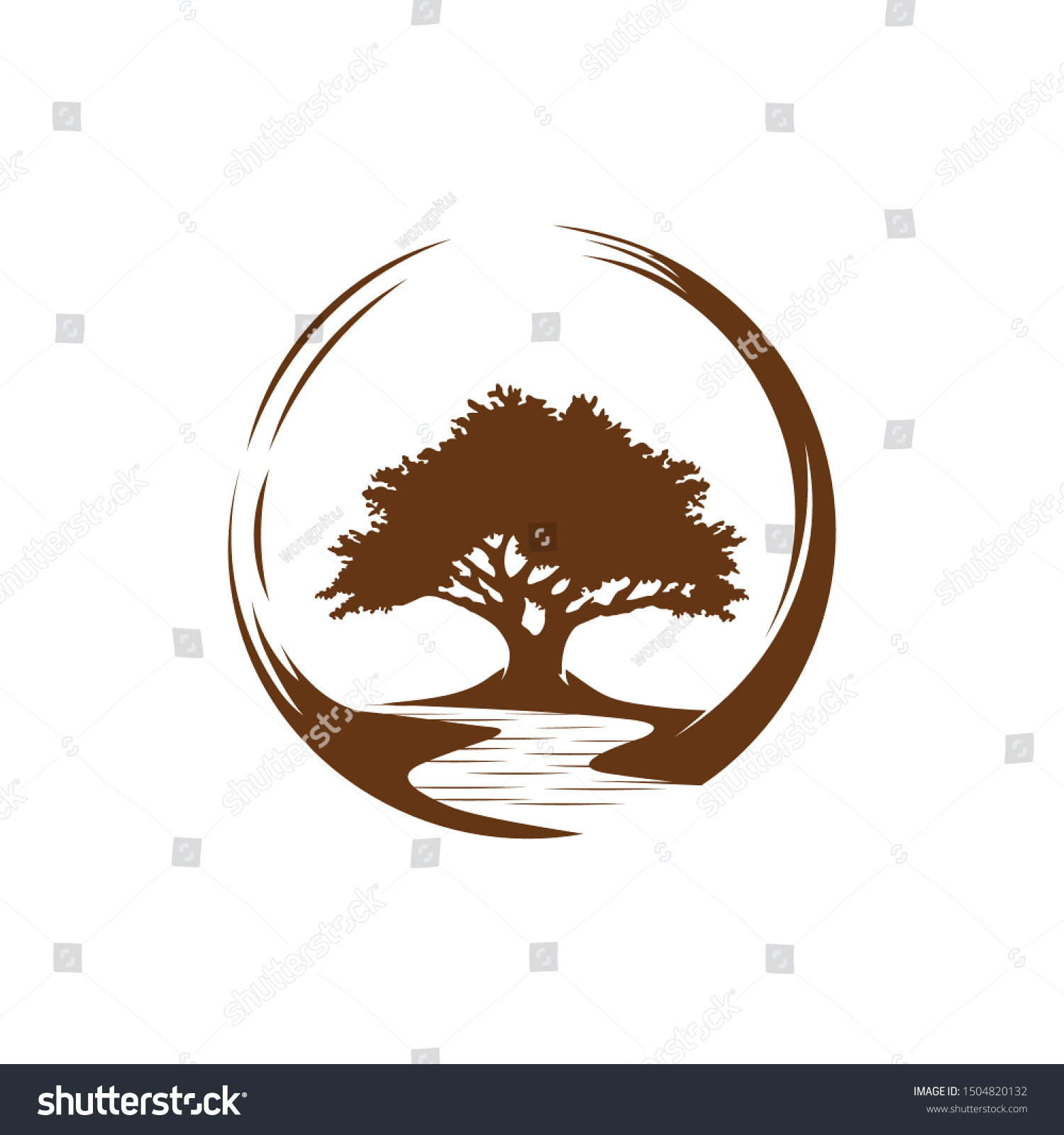 Leafy Tree Stem Leaf Logo Template Stock Vector (Royalty Free ...